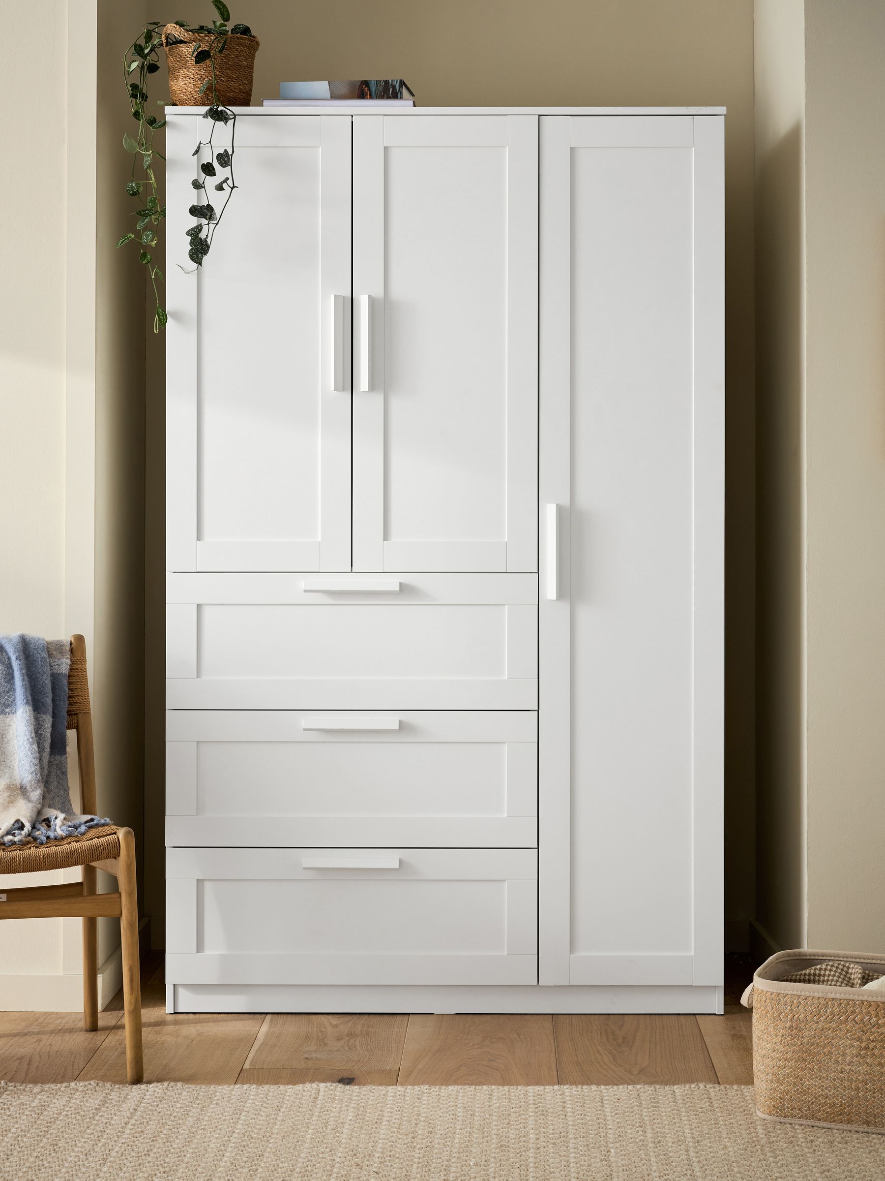Buy White Flynn Paint Effect Triple, 3 drawers Wardrobe from the Next ...