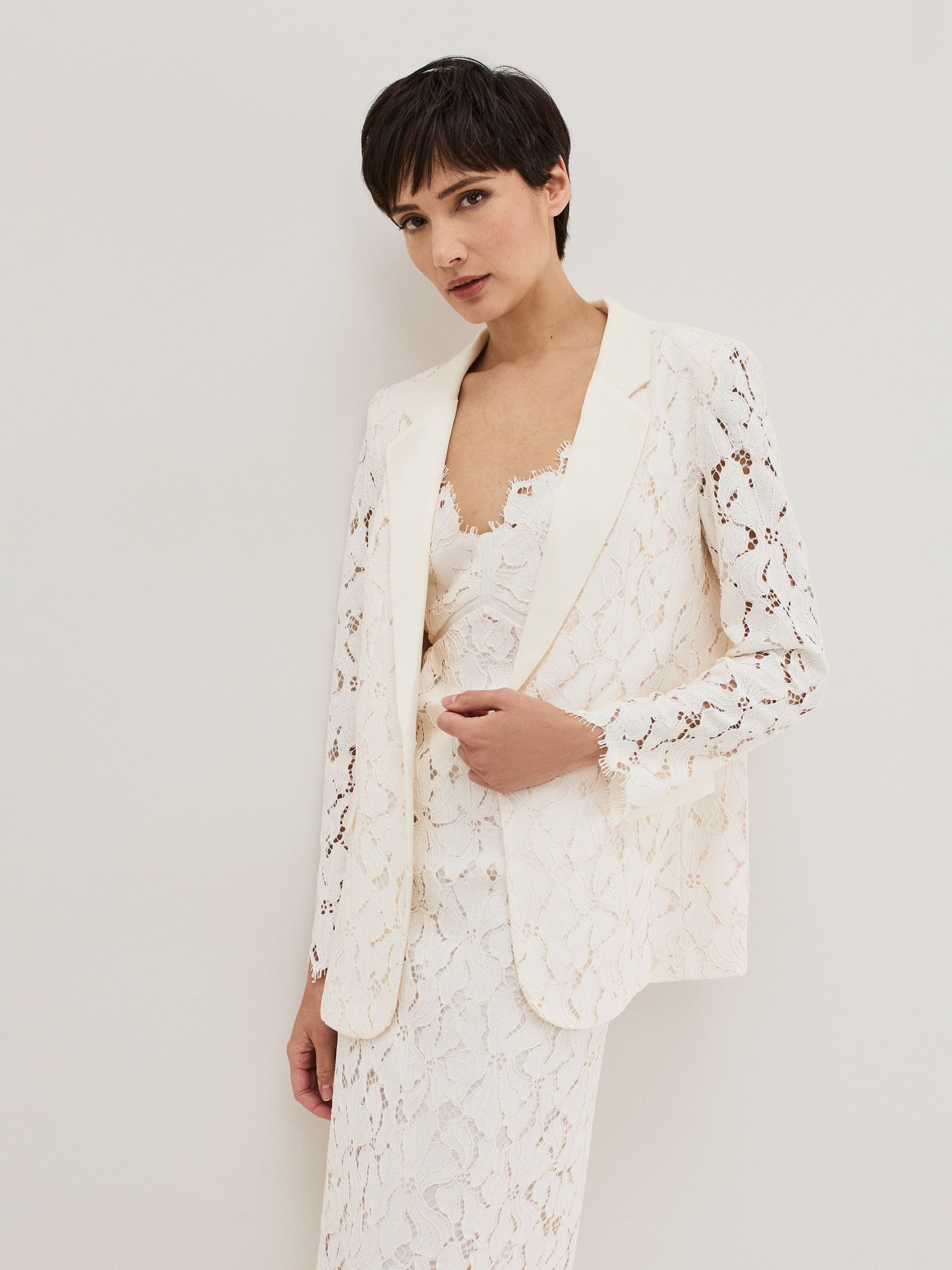 Buy Phase Eight White Gracie Lace Jacket from the Next UK online shop