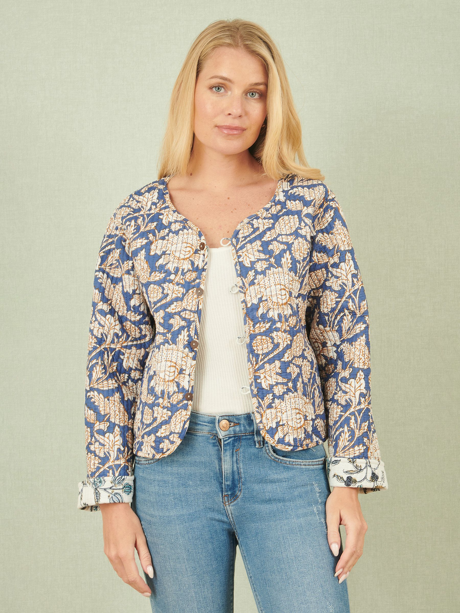 Buy Yumi White cream Animal Reversible Quilted 100% Cotton Jacket from ...