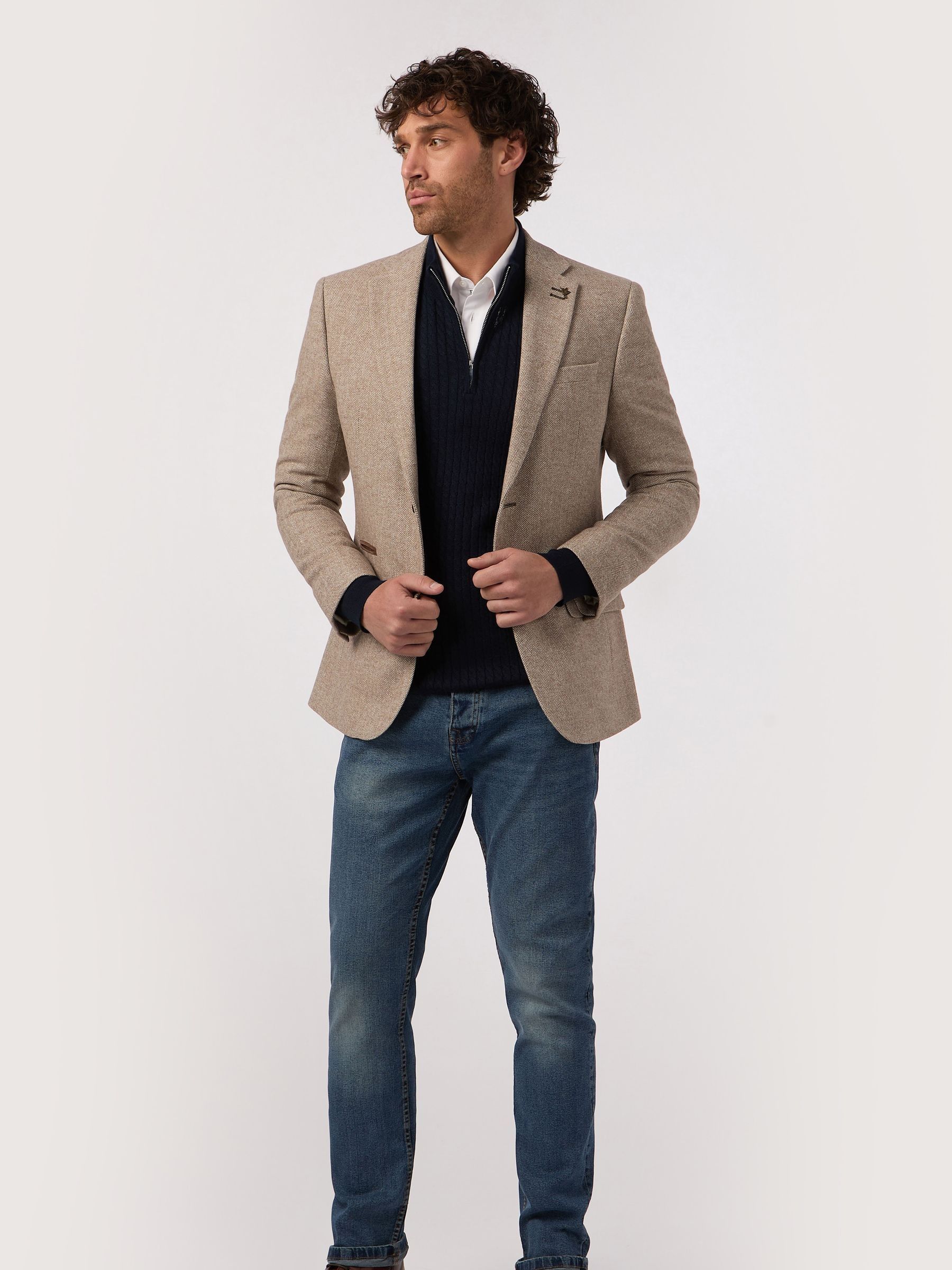 Buy Antique Rogue Natural Herringbone Tweed Jacket from the Next UK ...