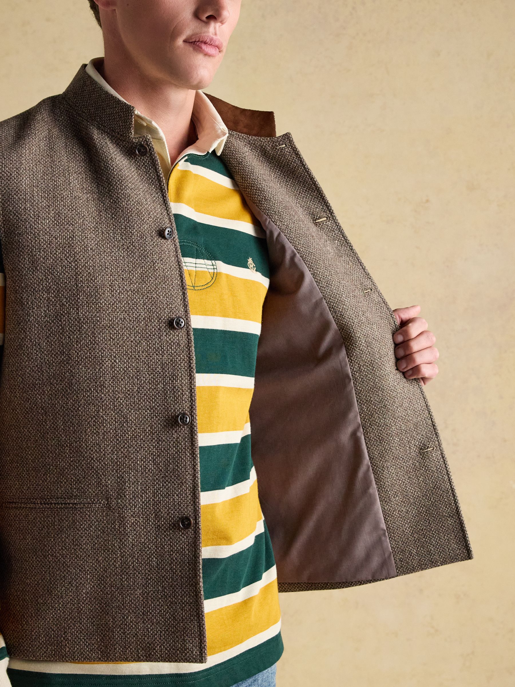 Buy Joules Stone Wool Blend Tweed Gilet from the Next UK online shop