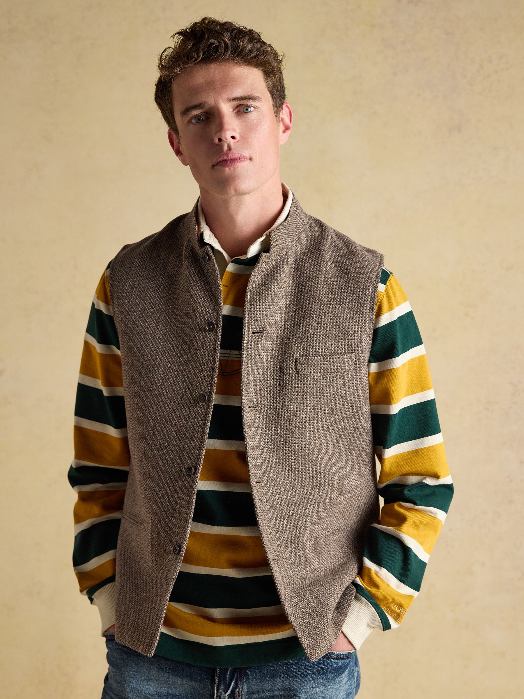 Buy Joules Stone Wool Blend Tweed Gilet from the Next UK online shop