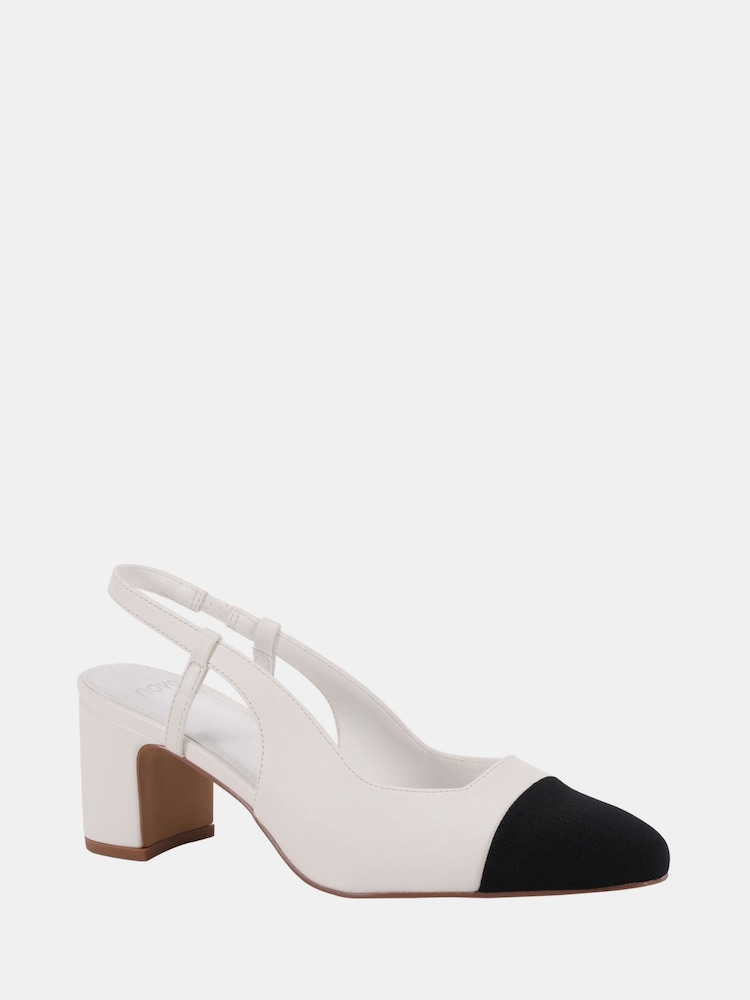 Buy Novo White Inatro Round Toe Slingback Block Heel Courts from Next ...