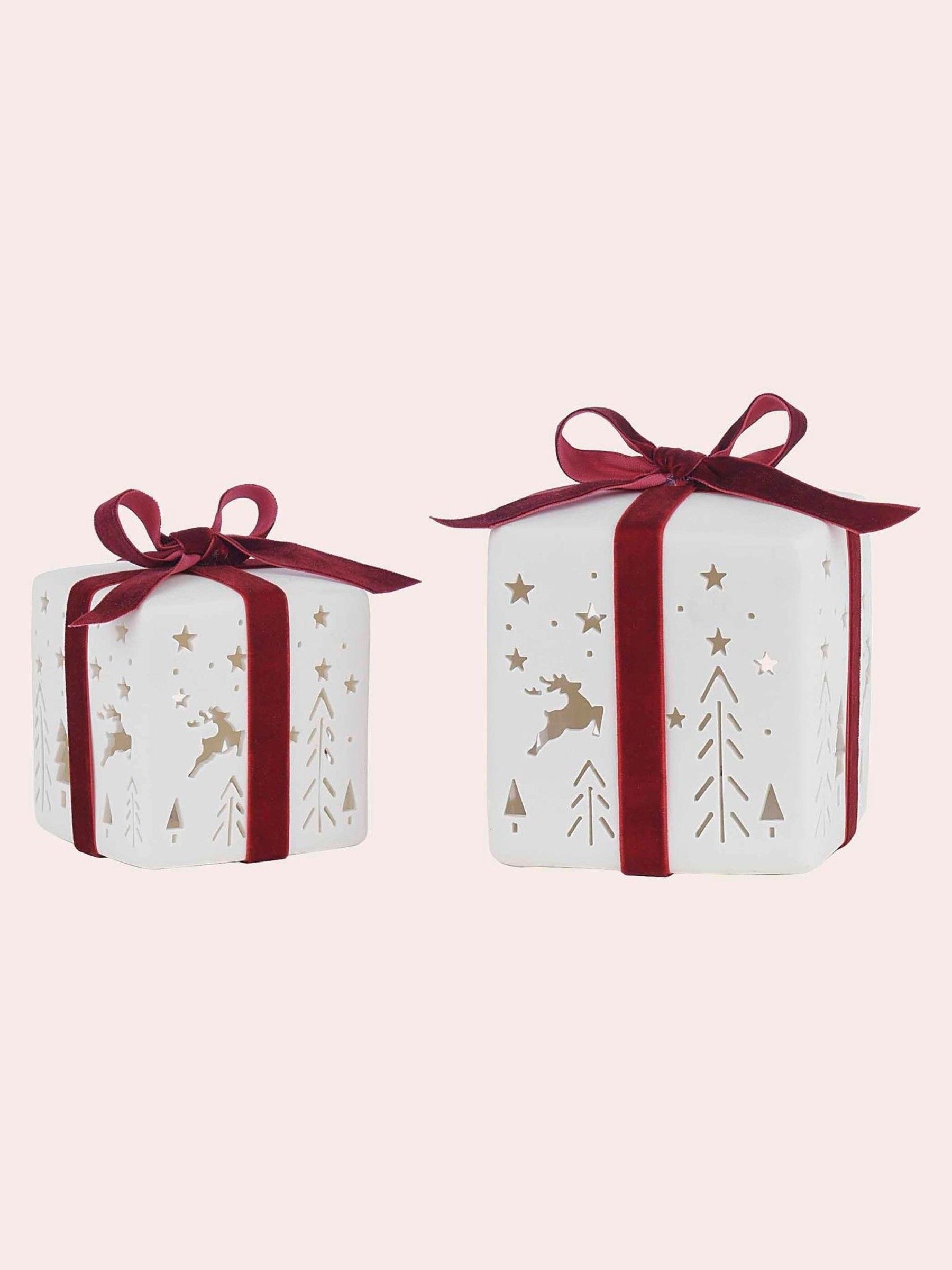Buy Laura Ashley White and Red Ceramic Christmas Present Ornaments from ...
