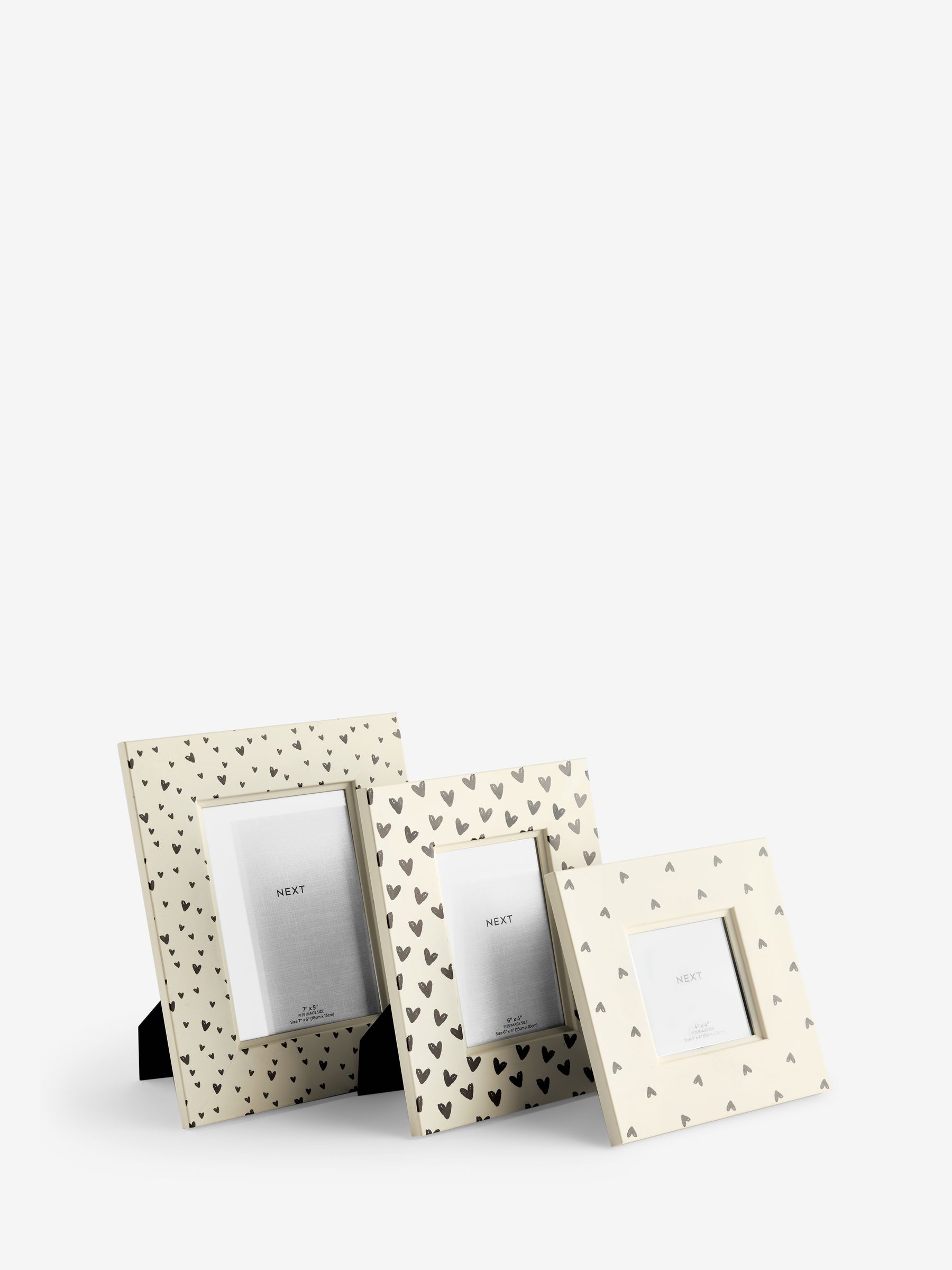 Buy Set of 3 Monochrome Ditsy Heart Pattern Photo Frames from the Next ...
