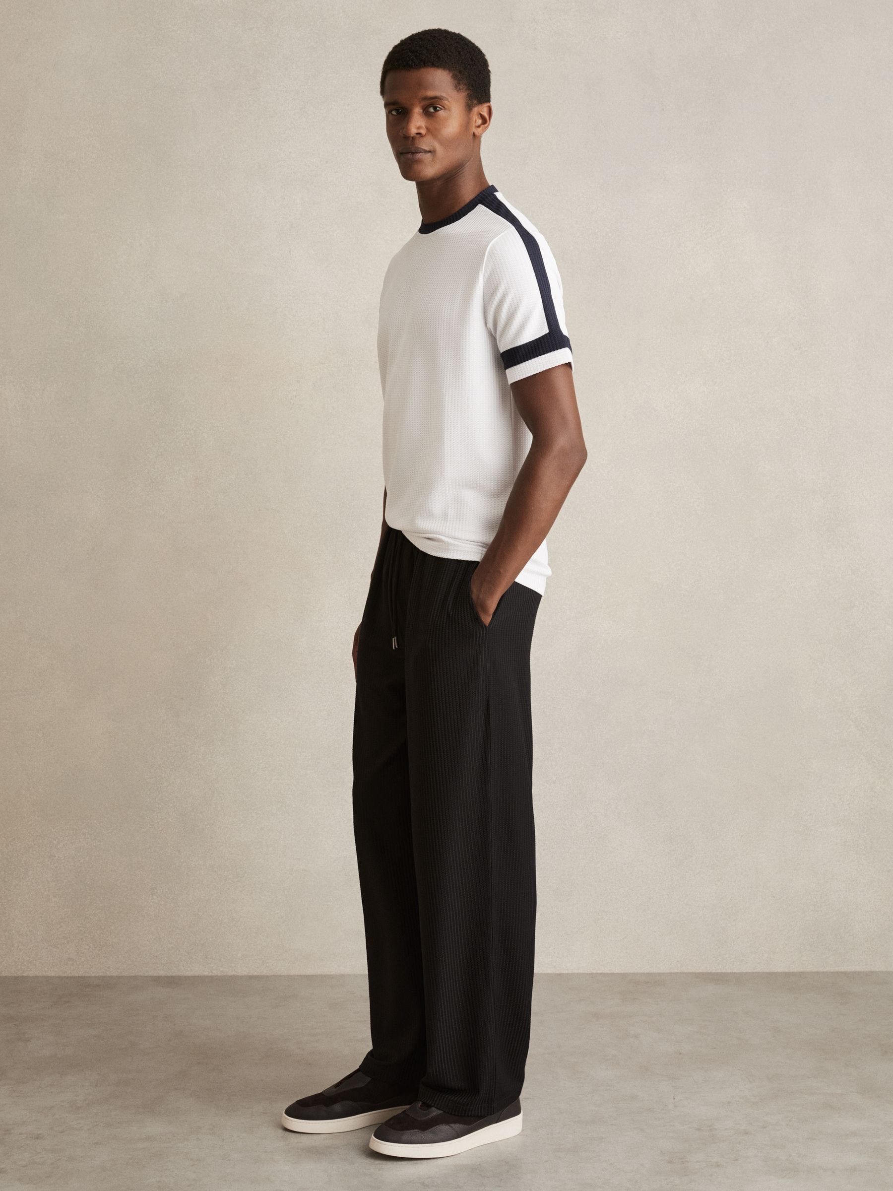 Buy Reiss White/Navy Grand Oversized Textured T-Shirt from the Next UK ...