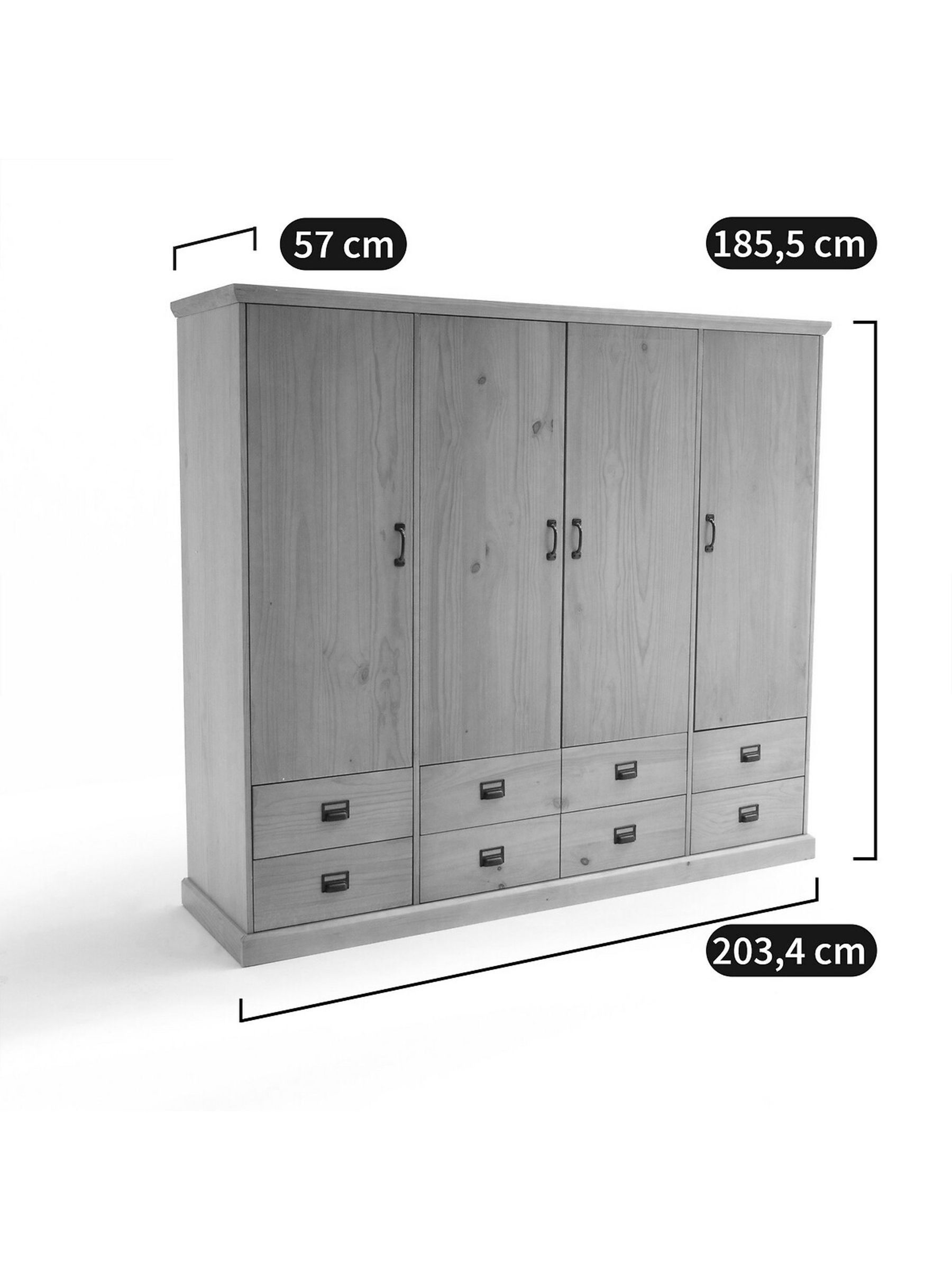 Buy La Redoute Intérieurs Dark Oak Wood Lindley Solid Pine Quadruple ...