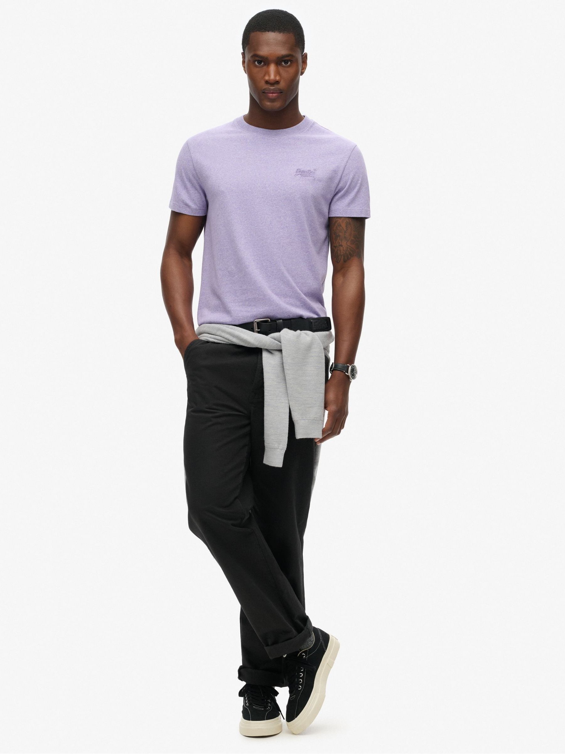 Buy Superdry Iris Purple Marl Essential Logo Embroidery T-Shirt from ...