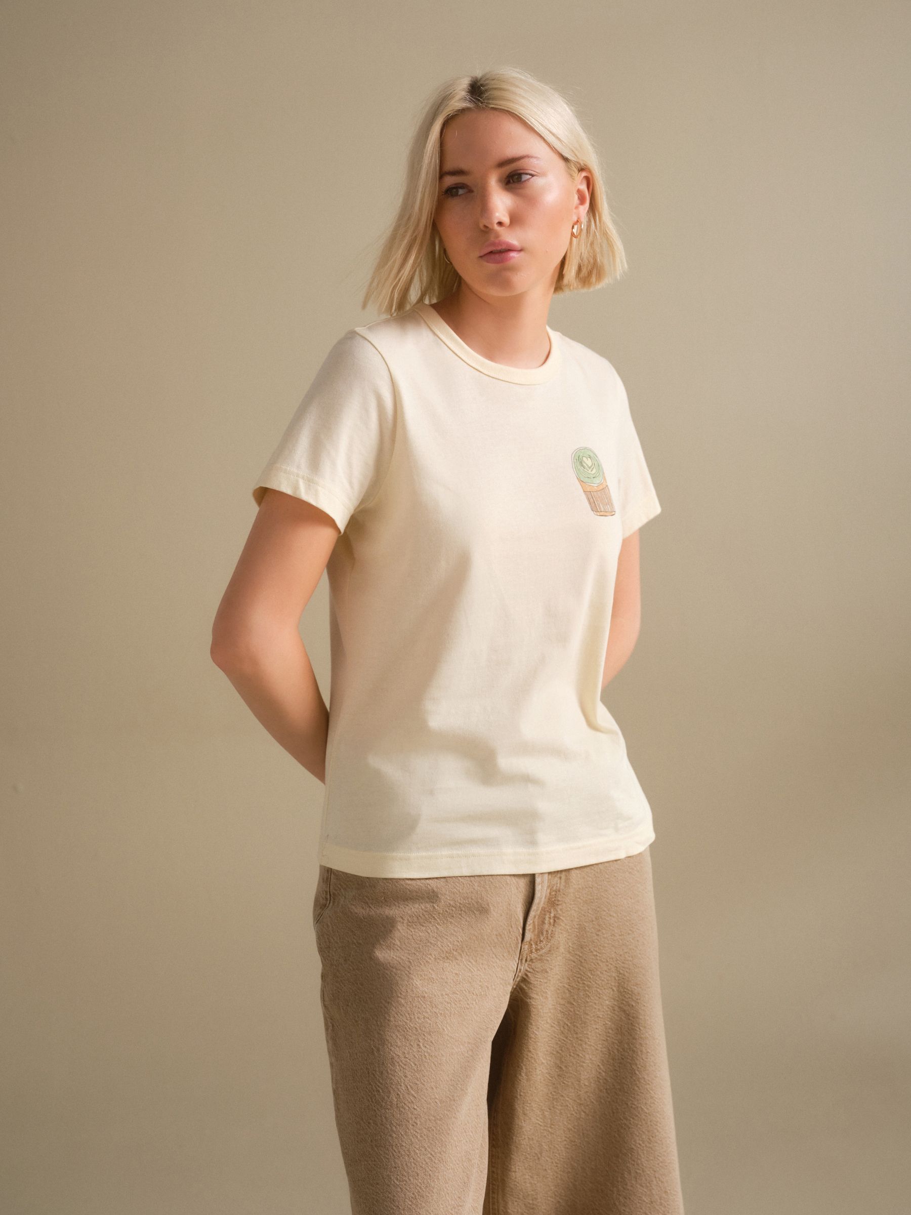 Buy Butter Yellow Matcha Graphic Essential Pure Cotton Short Sleeve ...
