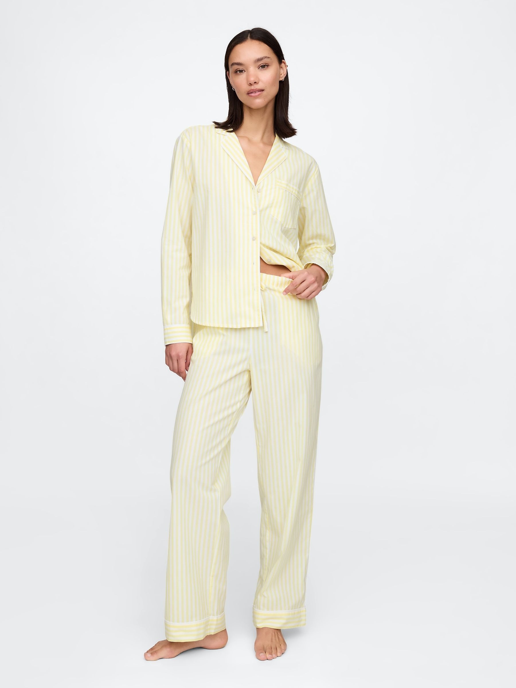 Buy Gap Yellow Stripe Long Sleeve Poplin Pyjama Shirt from the Next UK ...