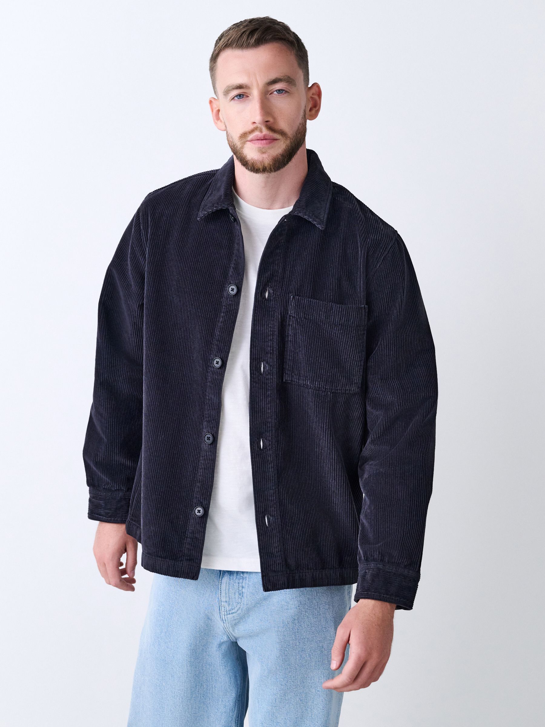 Buy Black - Single pocket Corduroy Shacket Overshirt from Next Israel