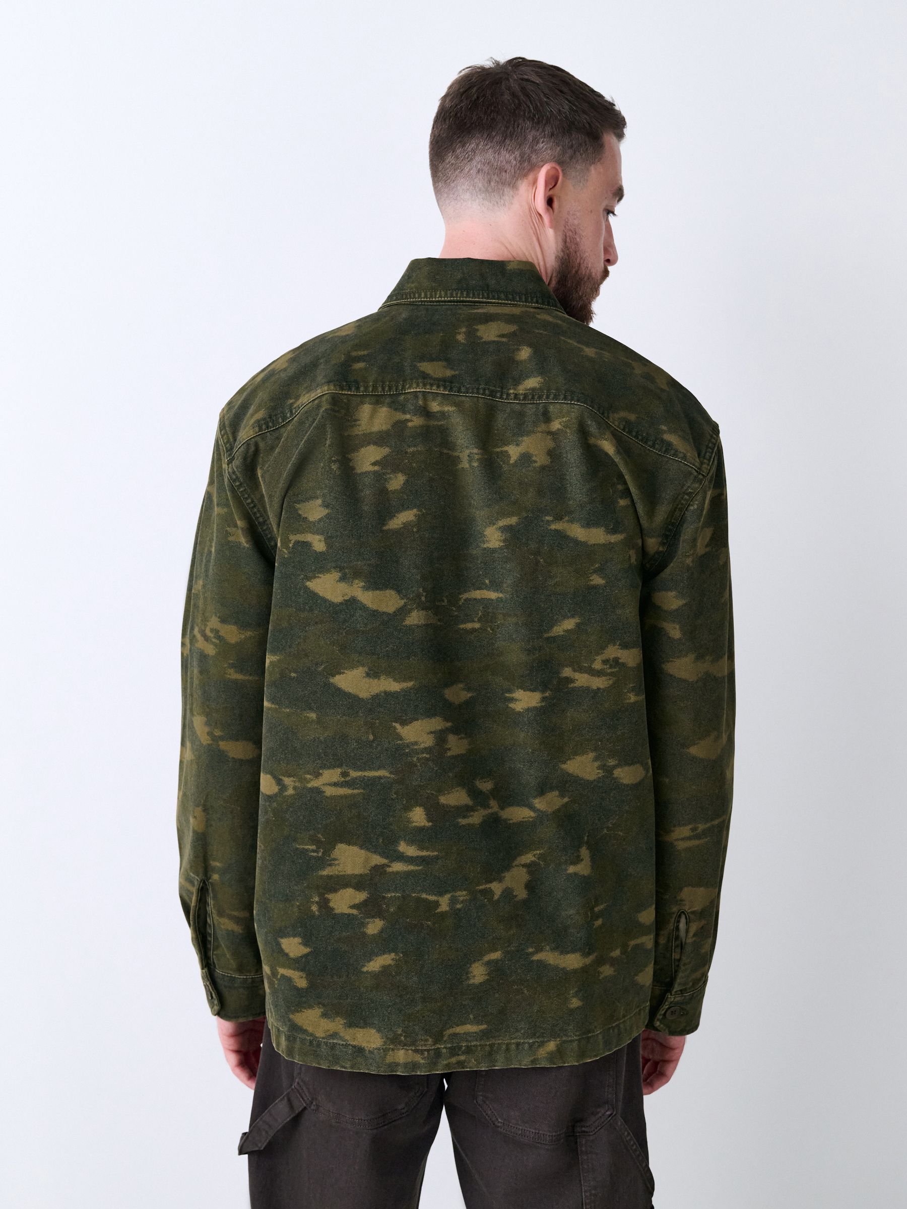 Buy Green Camouflage Print Canvas Shacket from the Next UK online shop