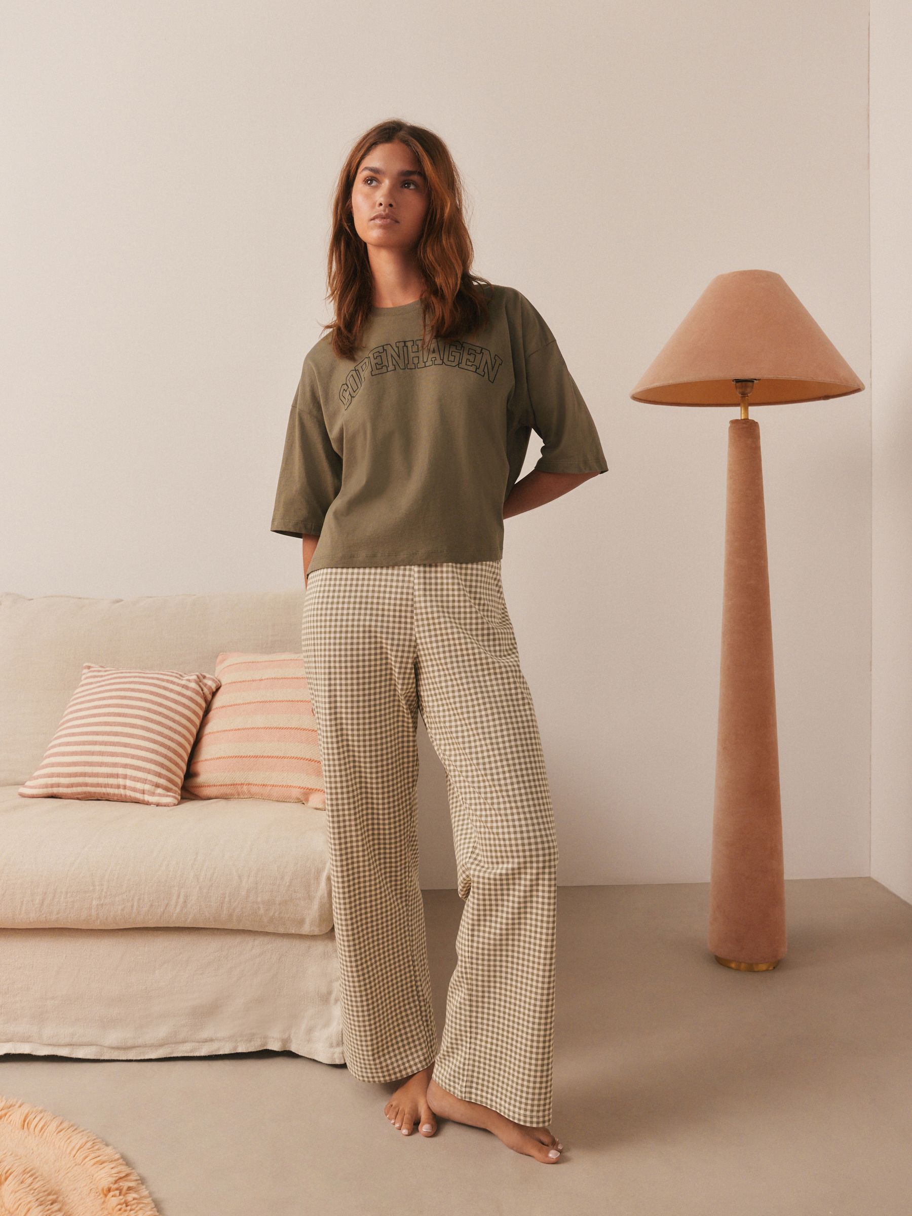 Buy Sage Green Gingham Cotton Short Sleeve Pyjamas from the Next UK ...