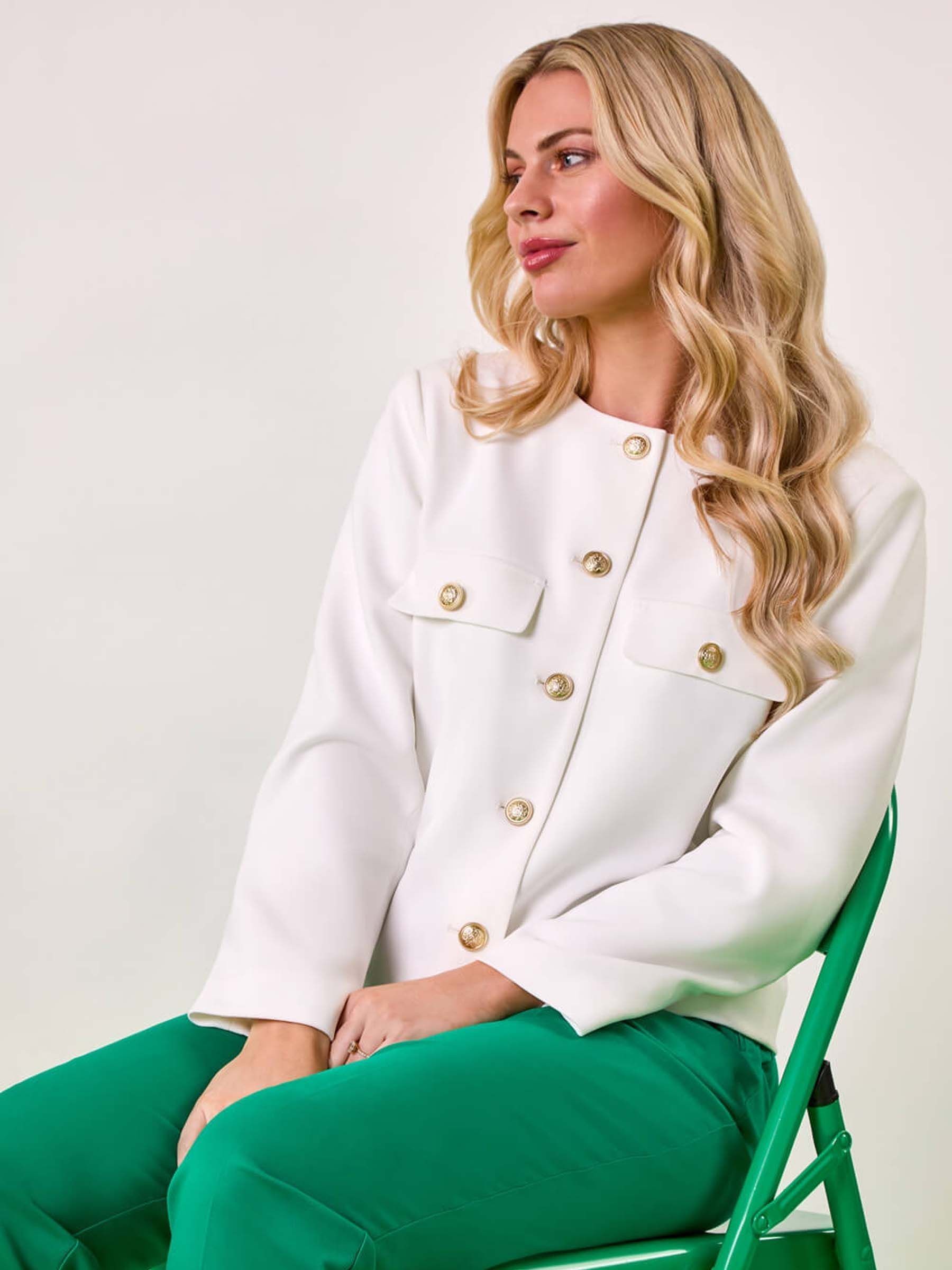 Buy Roman White Petite Button Fastening Jacket from the Next UK online shop