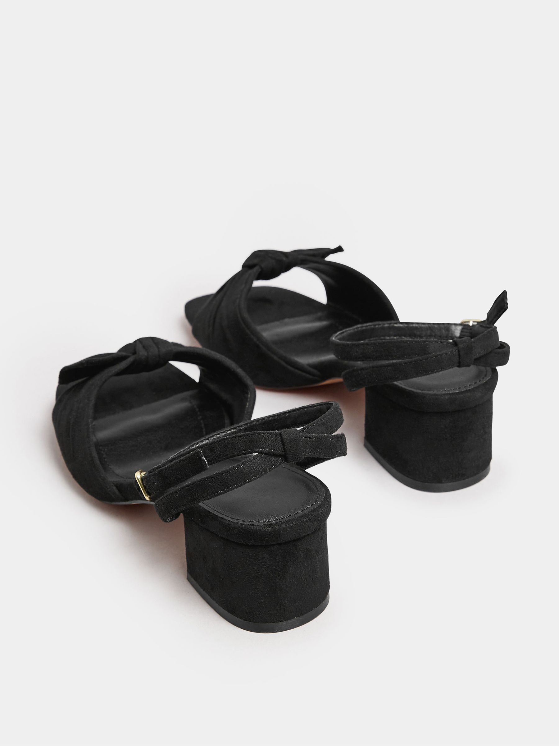 Buy Yours Curve Black Wide Fit Wide Fit Mid Block Bow Sandals from the ...