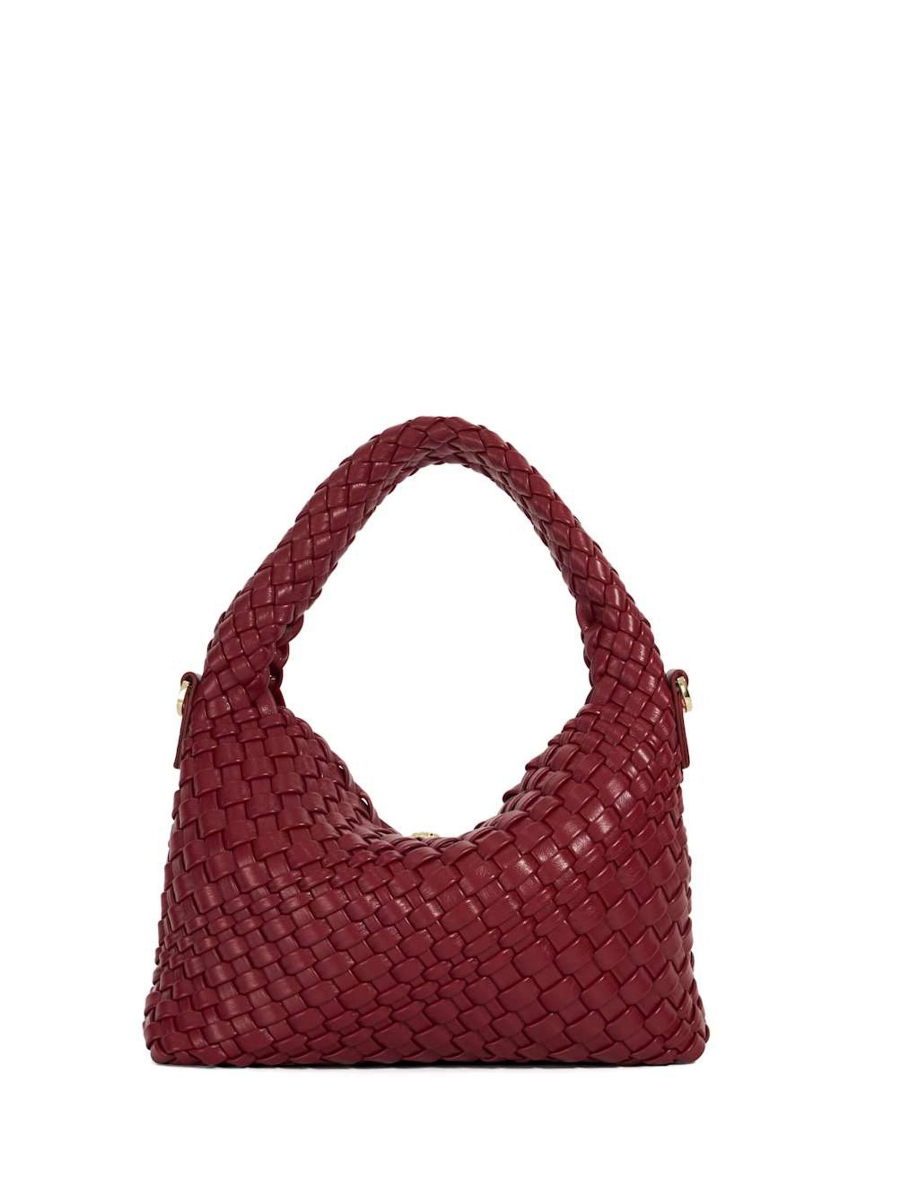 Buy Dune London Cherry Red Dinky deliberate Mini Woven Slouch Bag from ...