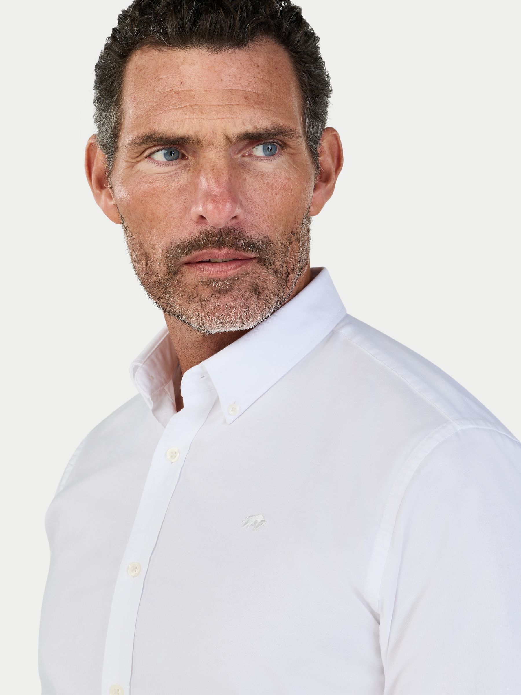 Buy Raging Bull White Long Sleeve Classic 100% Cotton Oxford Shirt from ...