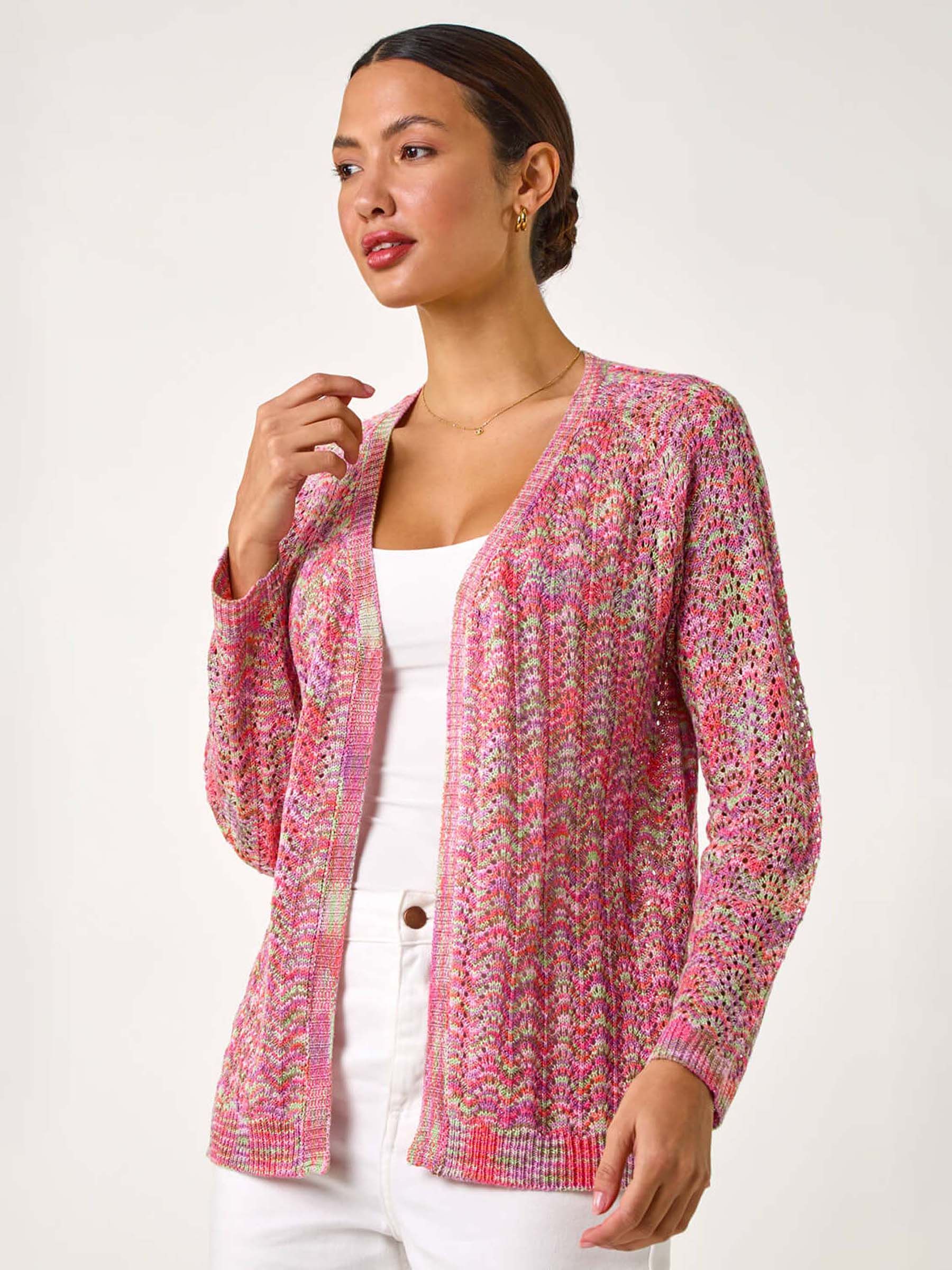 Buy Roman Pink Space Dye Knit Pink Cardigan from the Next UK online shop