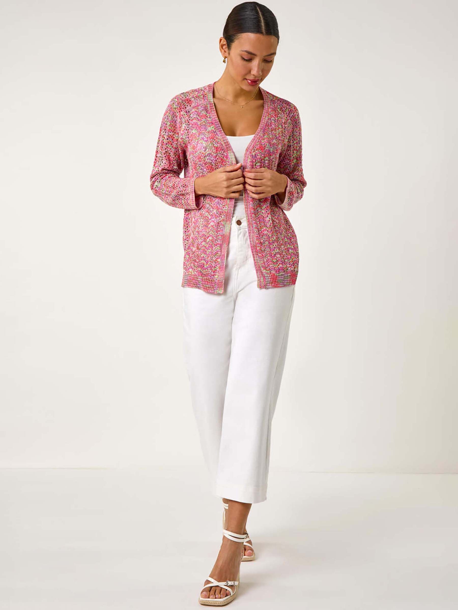 Buy Roman Pink Space Dye Knit Pink Cardigan from the Next UK online shop