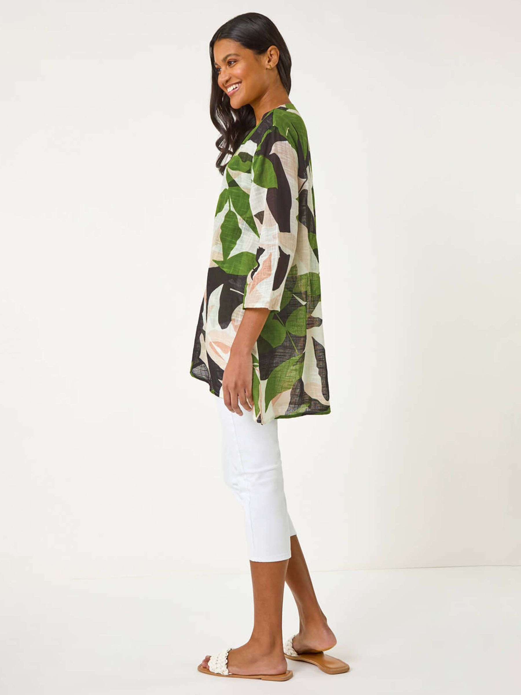Buy Roman Leaf Green Floral Print Pleat Front Top from the Next UK ...
