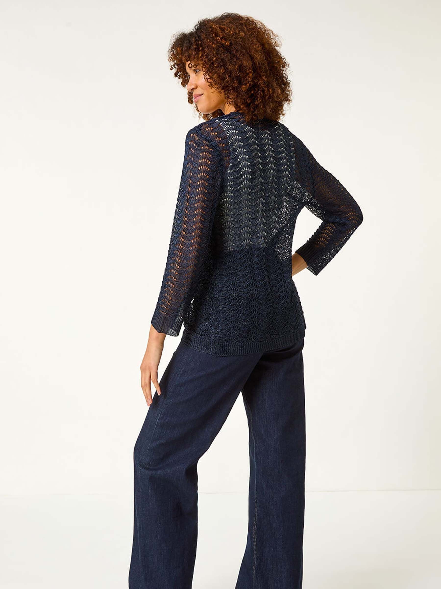 Buy Roman Blue Textured Crochet Knit Shrug from the Next UK online shop