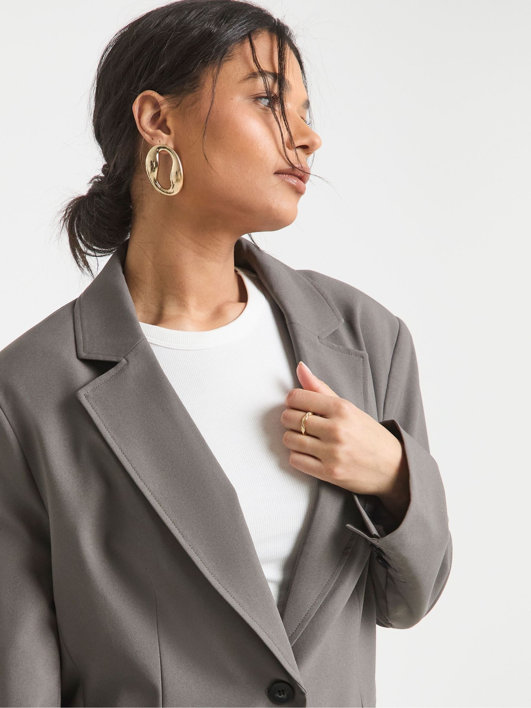 Buy Simply Be Grey Single Breasted Blazer from the Next UK online shop