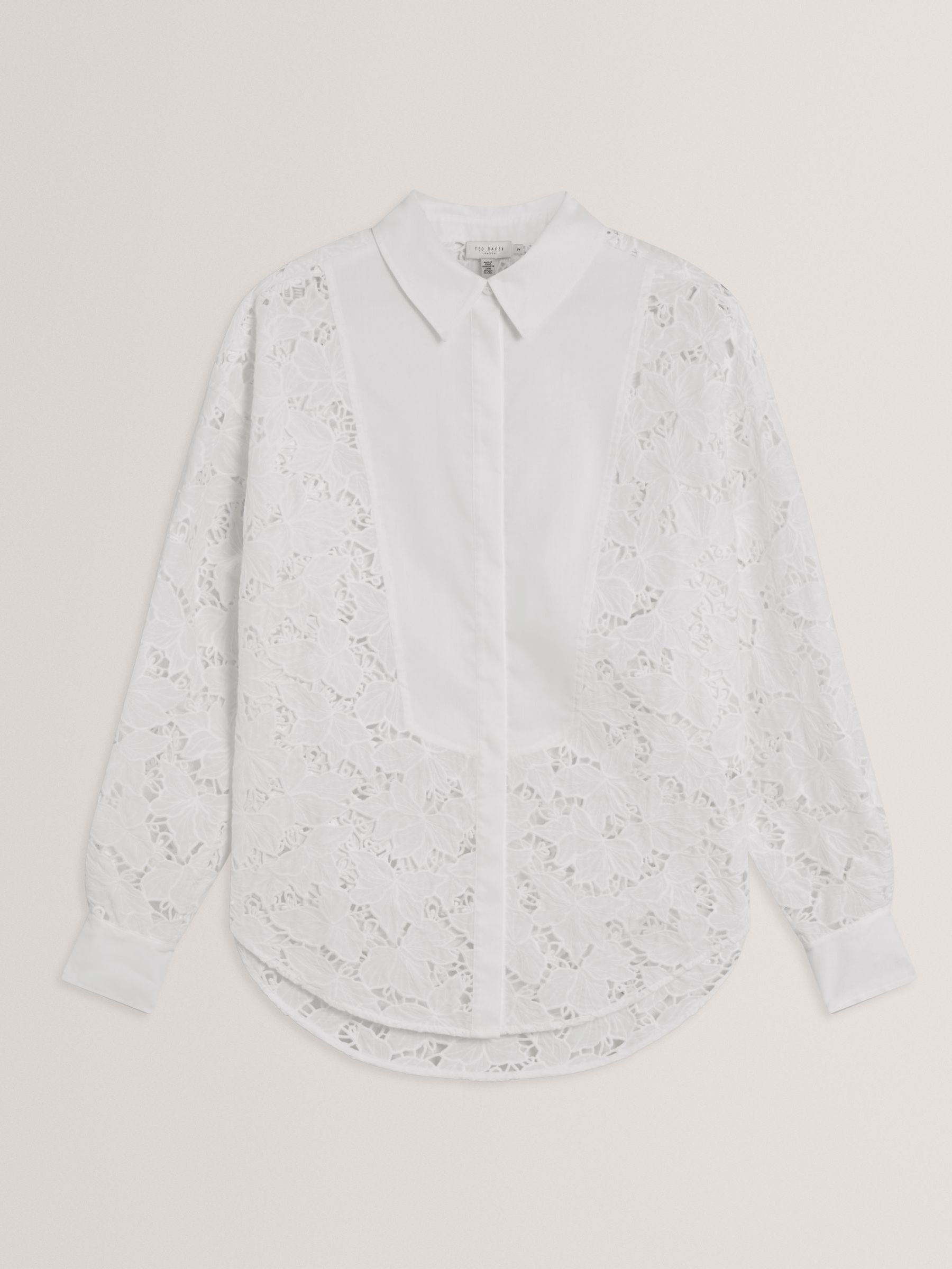 Buy Ted Baker White Oversized Lethia-Contrast Bib Shirt from the Next ...