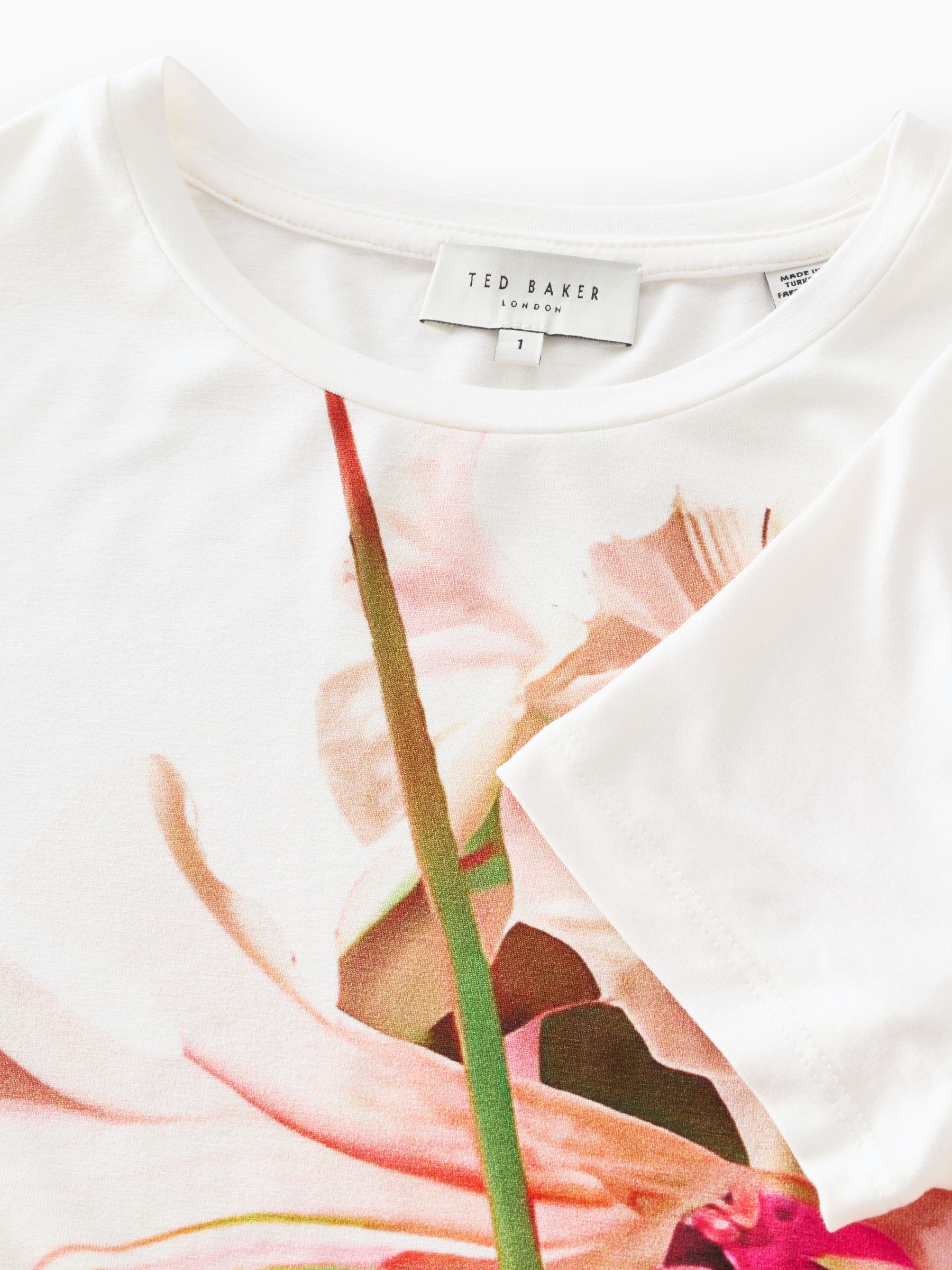 Buy Ted Baker White Meeliee Printed Fitted T-Shirt from the Next UK ...