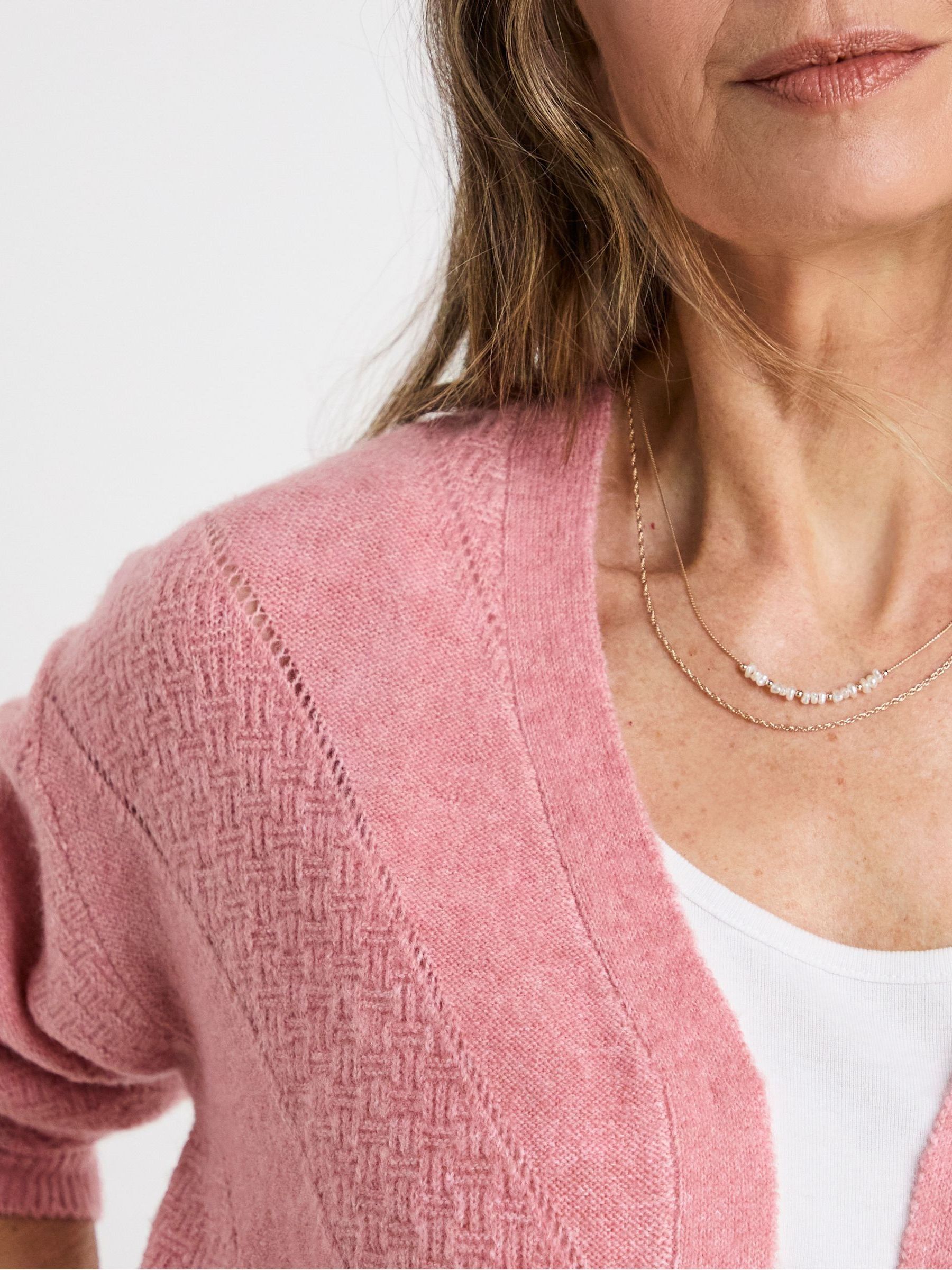Buy JD Williams Pink Sponge Mid Length Pointelle Cardigan from Next Israel