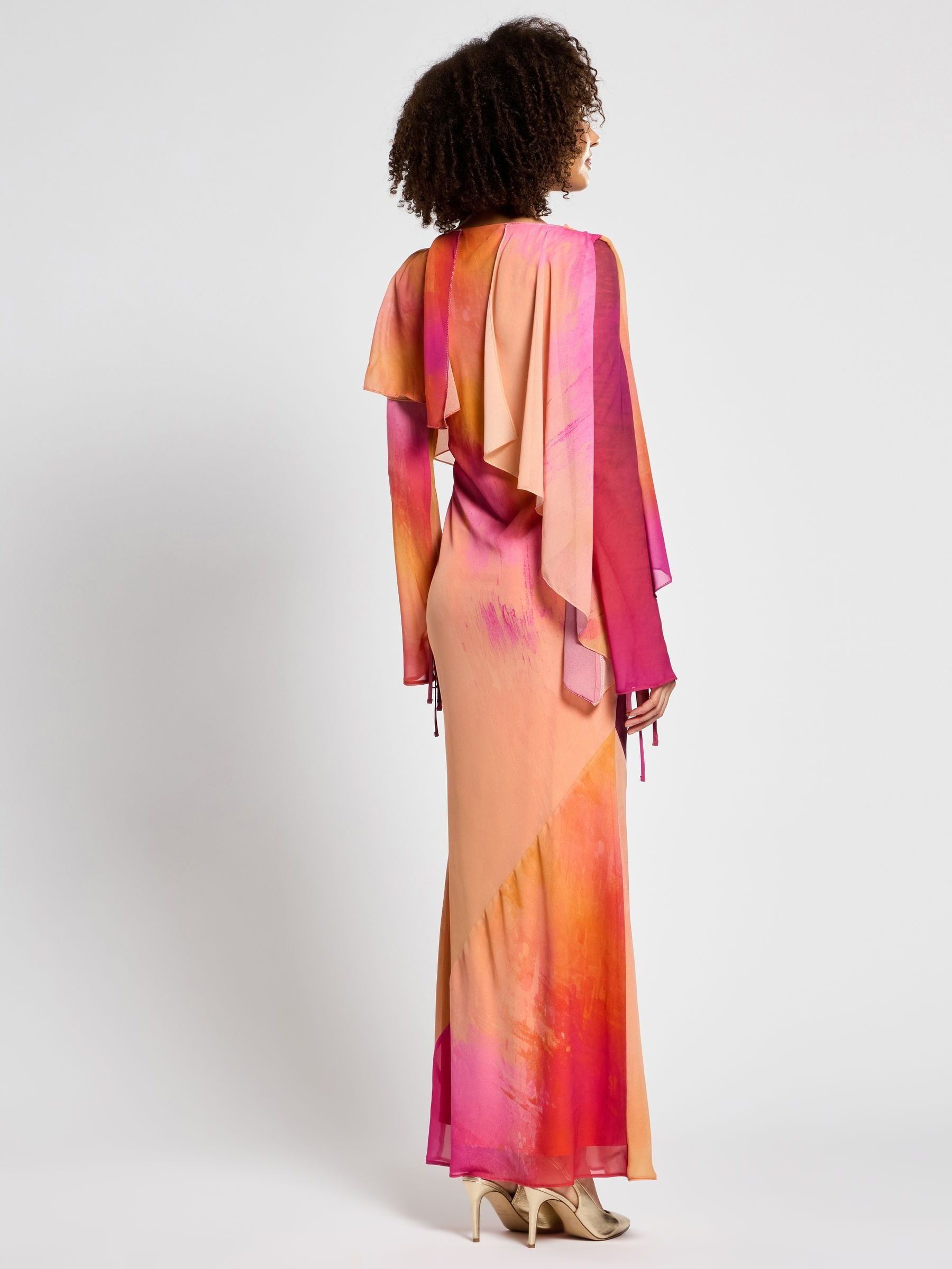 Buy Daska Yellow Ali Maxi Dress With Long Sleeves And Front Wrap Detail ...