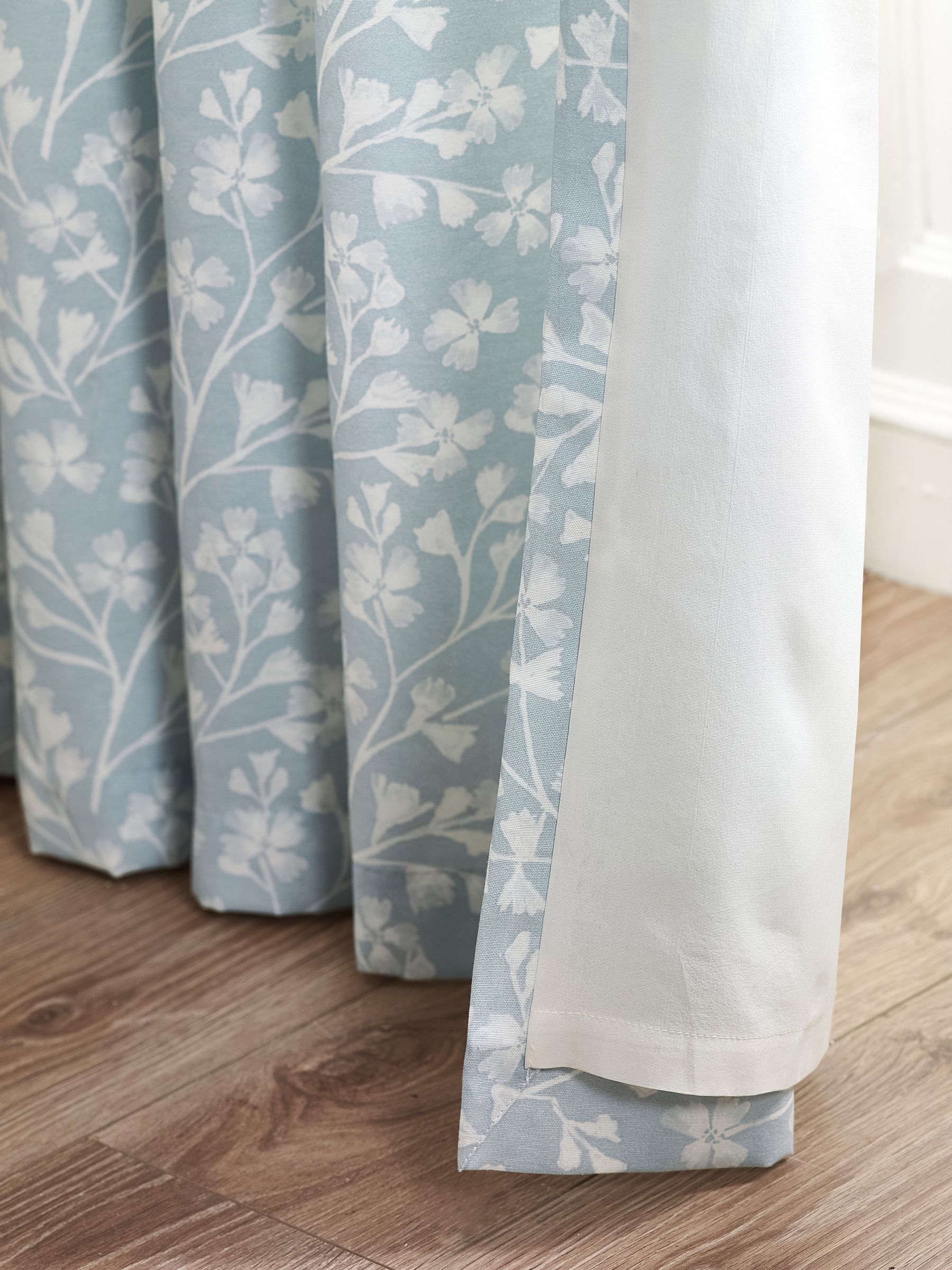 Buy Catherine Lansfield Duck Egg Brooke Floral Print Lined Eyelet ...