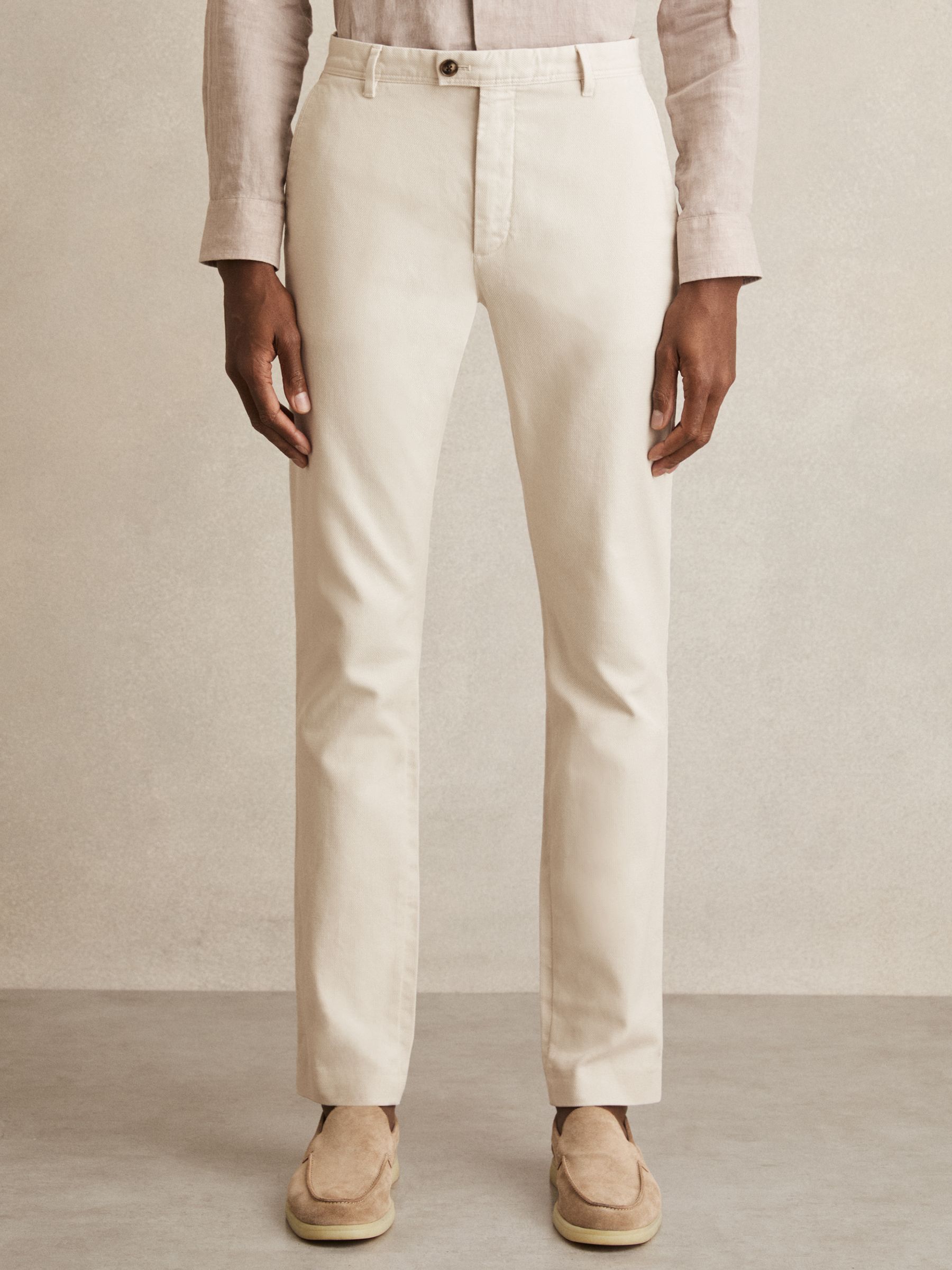 Buy Reiss Off White Dobby Cotton-Piqué Slim-Fit Chinos from the Next UK ...