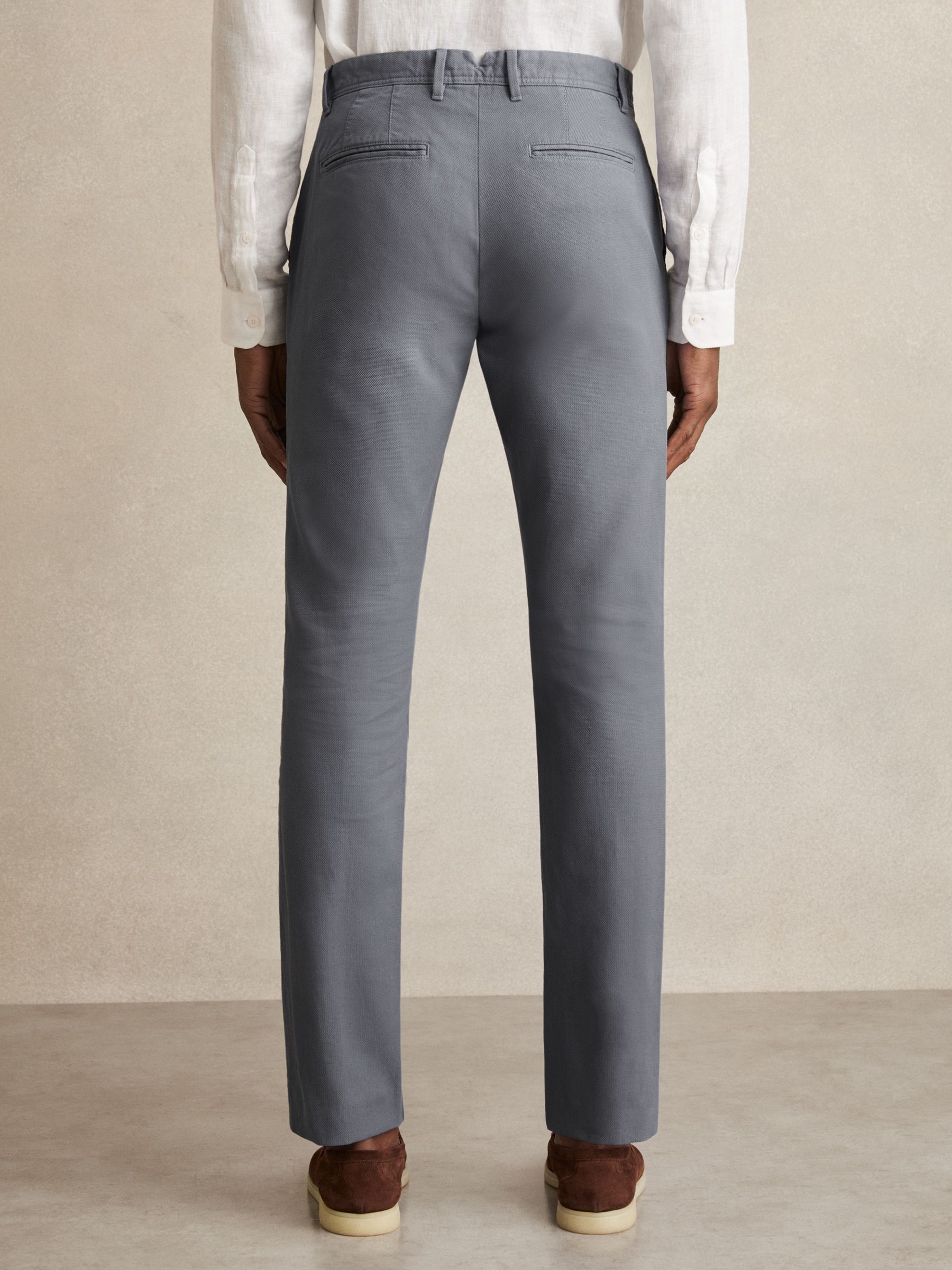 Buy Reiss Airforce Blue Dobby Cotton-Piqué Slim-Fit Chinos from the ...