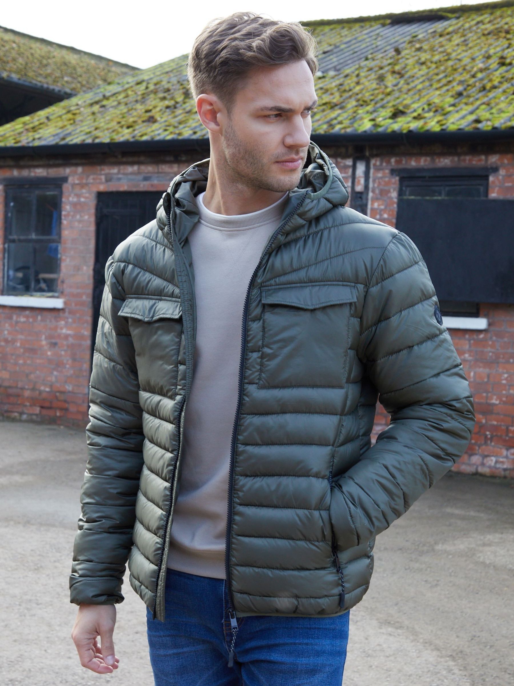 Buy Threadbare Khaki Hooded Puffer Jacket from Next Saudi Arabia