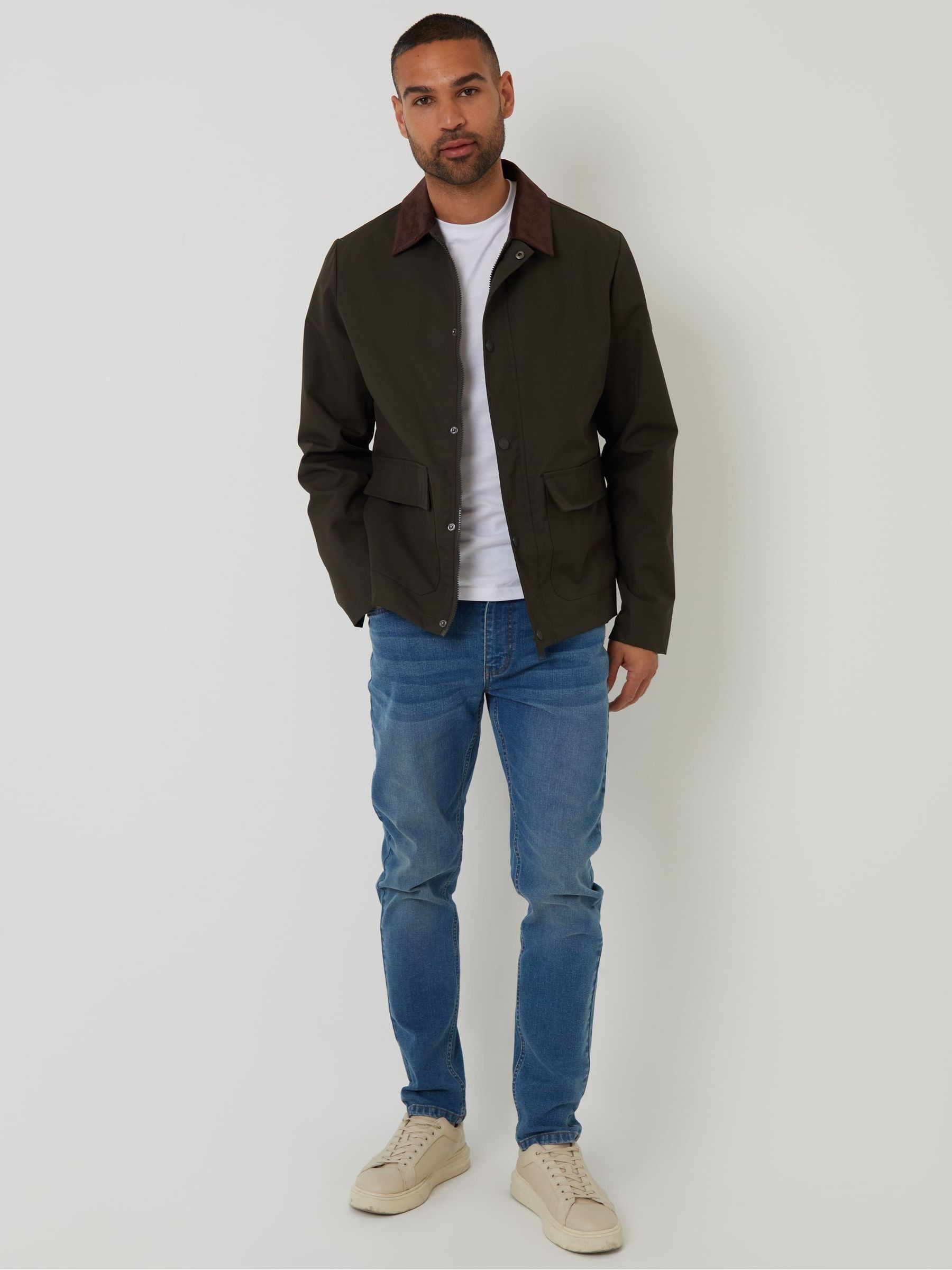 Buy Threadbare Khaki Showerproof Collared Lightweight Jacket from the ...