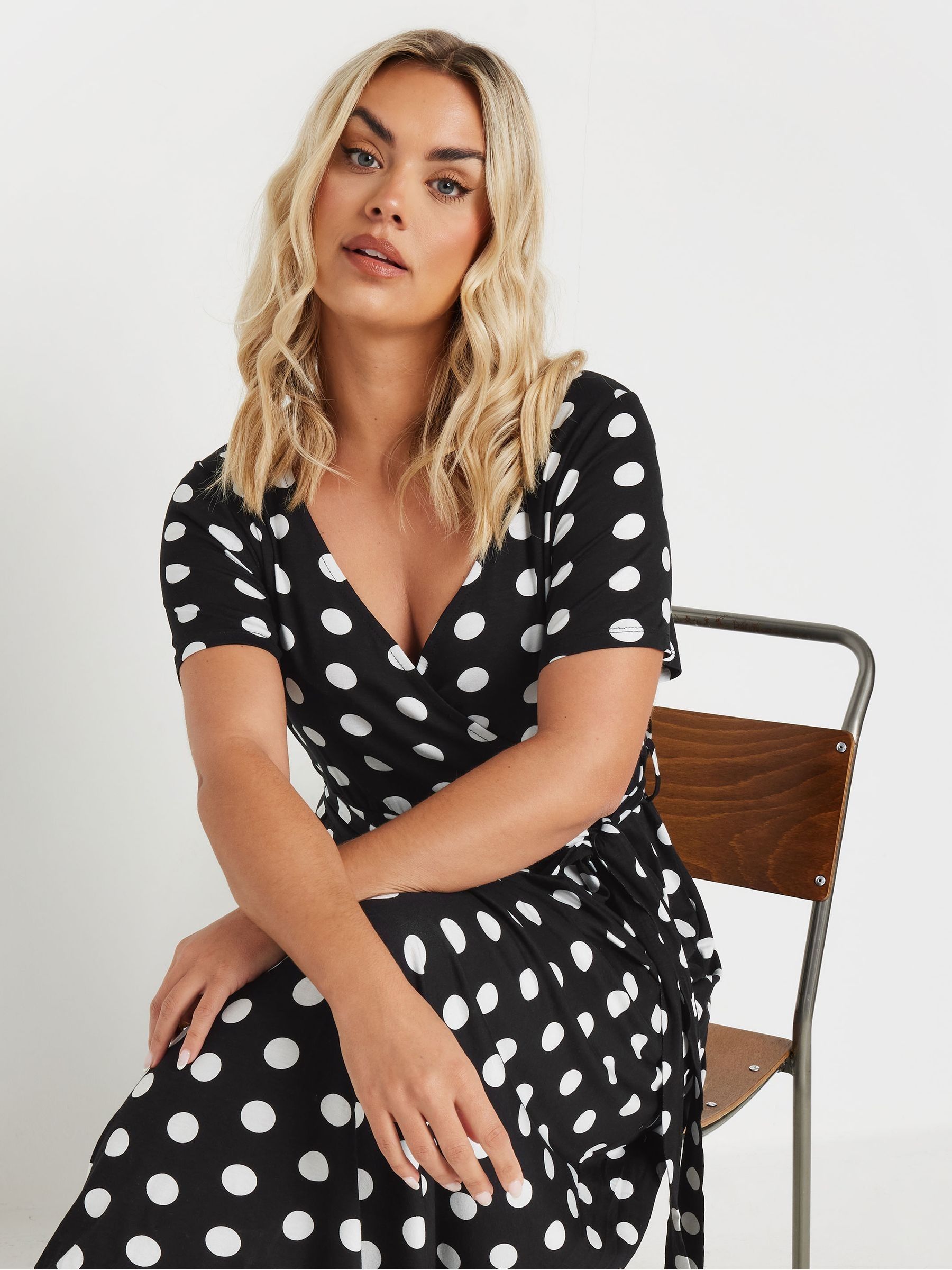 Buy Yours Curve Black Dot Maxi Wrap Dress from the Next UK online shop