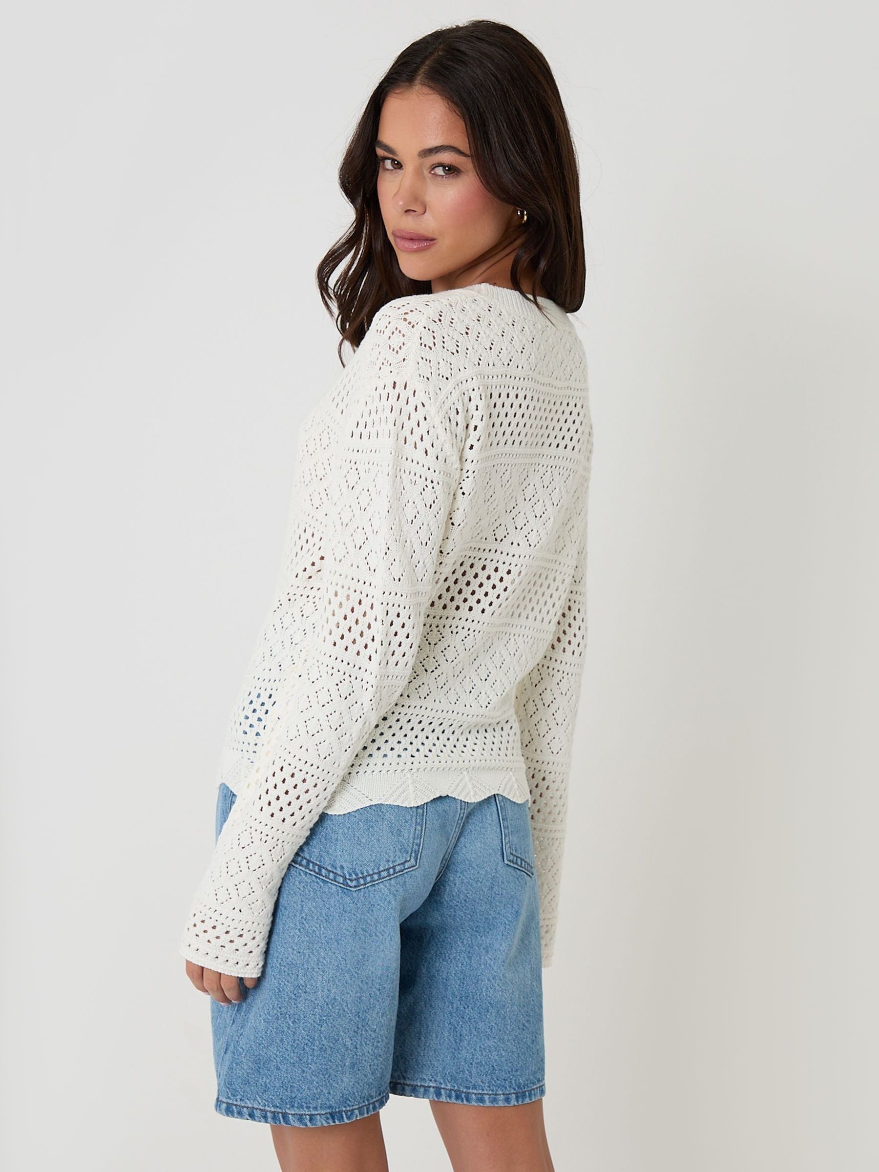 Buy Threadbare White Pointelle Crochet Knit Jumper from the Next UK ...