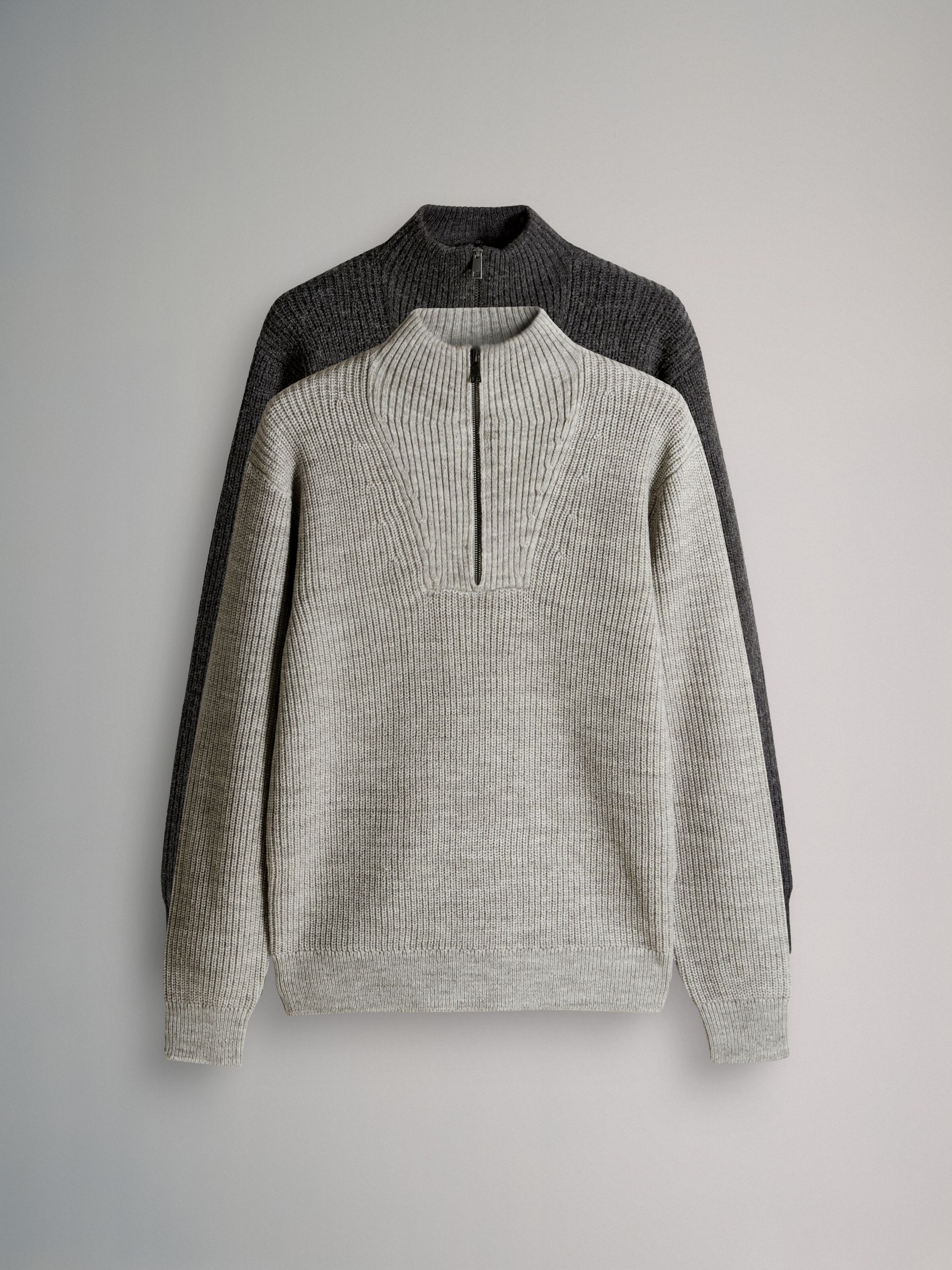 Buy The Set 2 Pack Quarter Zip Neck Jumpers Grey Marl from the Next UK ...