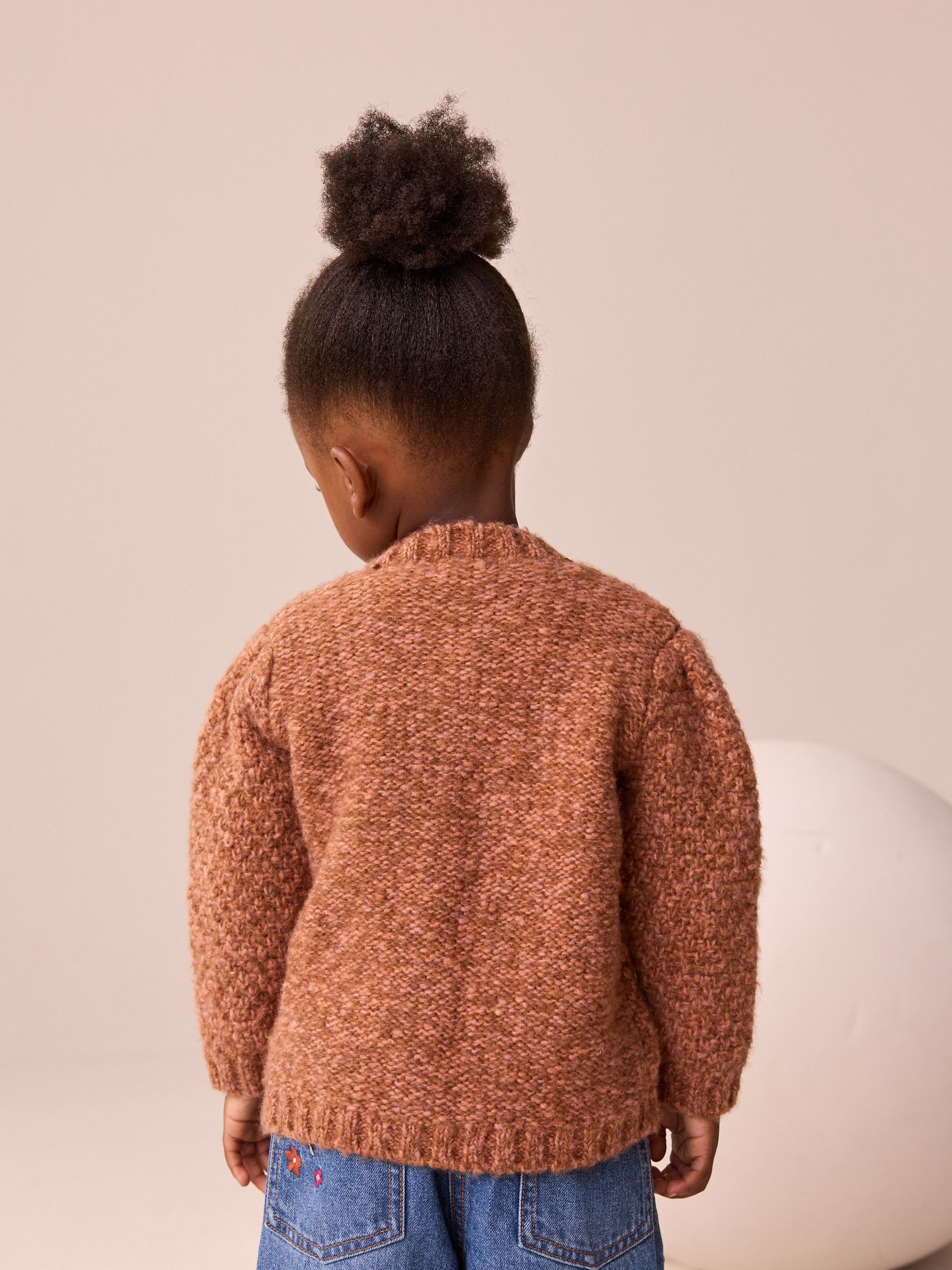 Buy Chocolate Brown Chunky Knit Bobble Cardigan (3mths-10yrs) from the ...