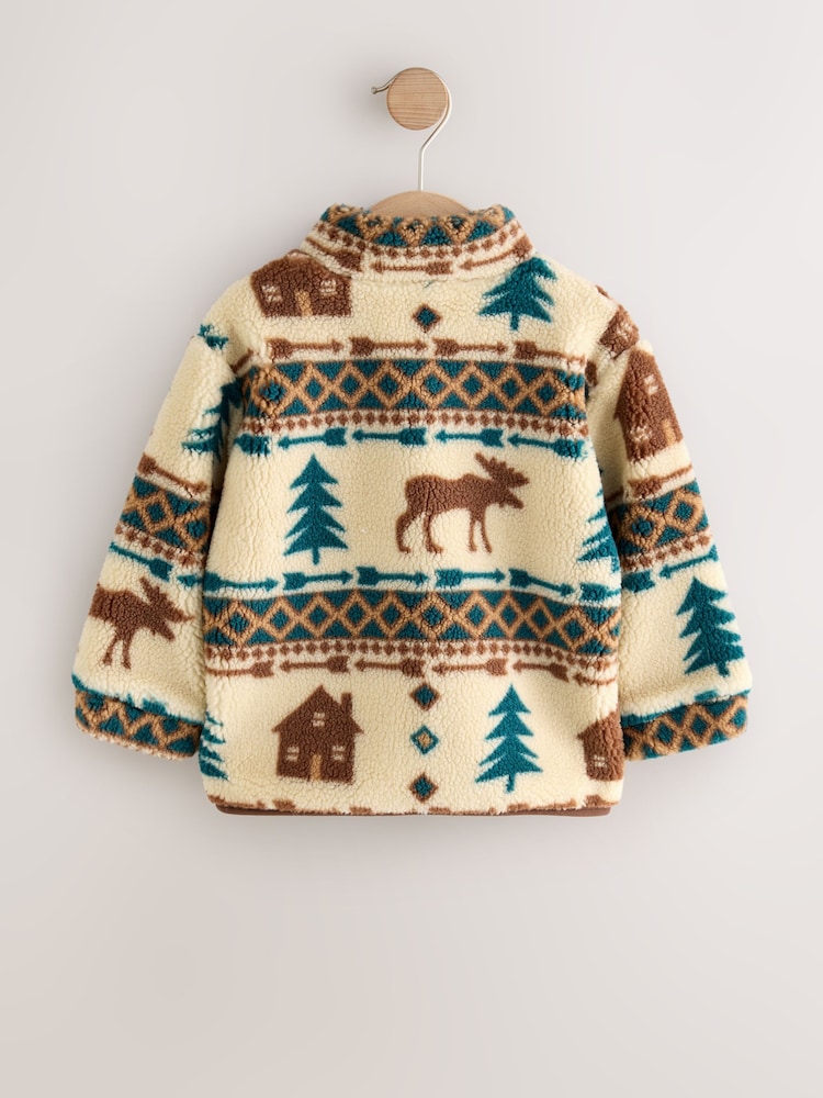 Buy Ecru/Brown Patterned Zip Through Fleece (3mths-7yrs) from Next USA