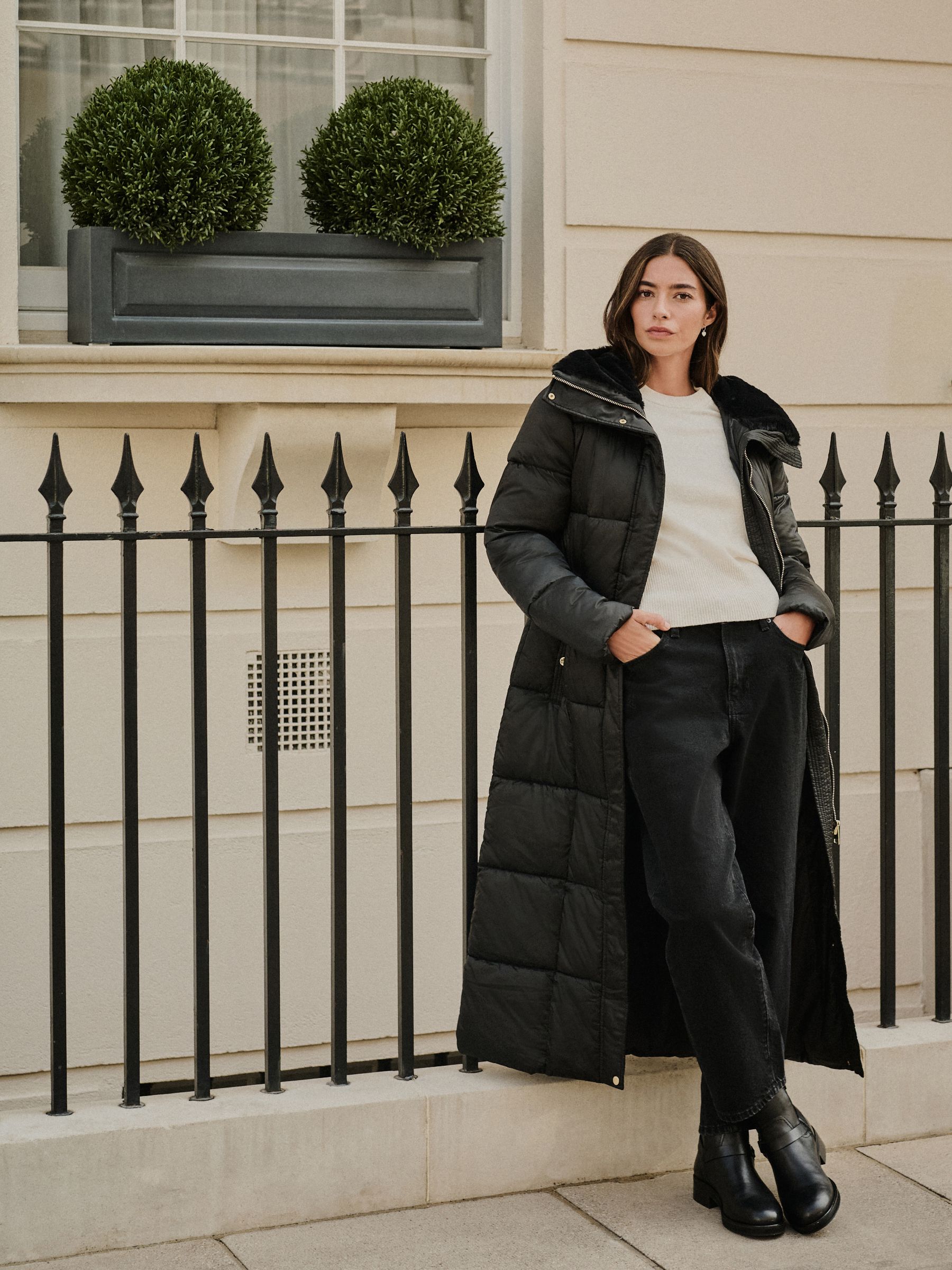 Buy Black Shower Resistant Padded Longline Coat from the Next UK online ...