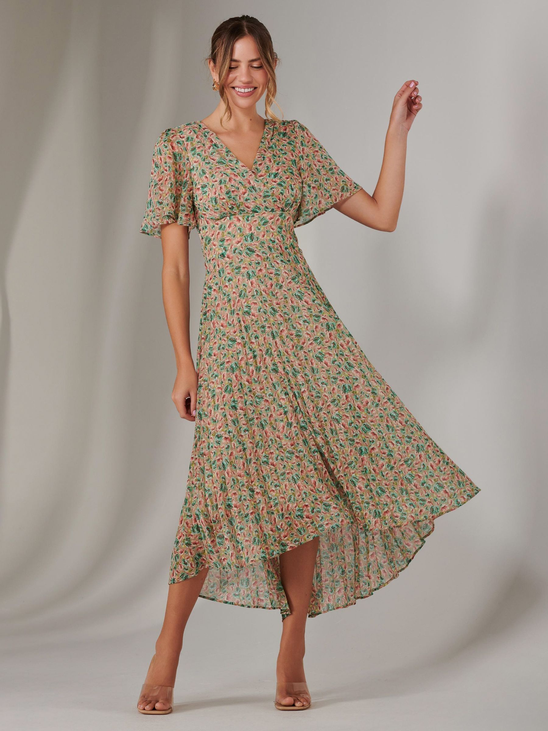 Buy Jolie Moi Light Natural Charlotte Pleated Chiffon Midmaxi Dress ...