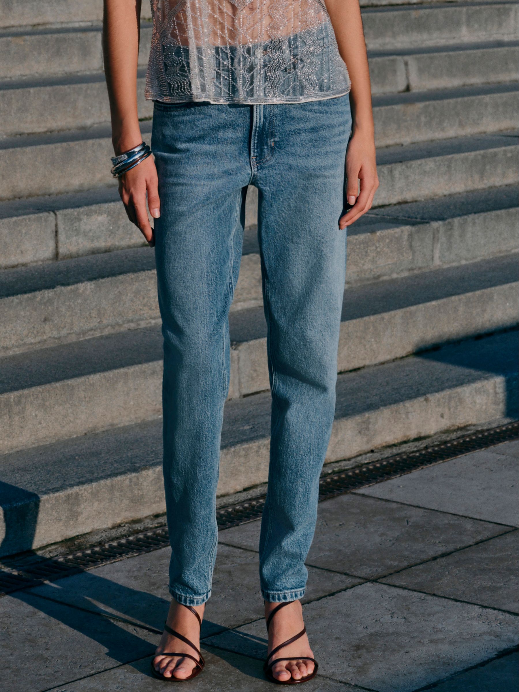 Buy Mid Blue Denim Stretch - Column Mom Jeans from Next Israel