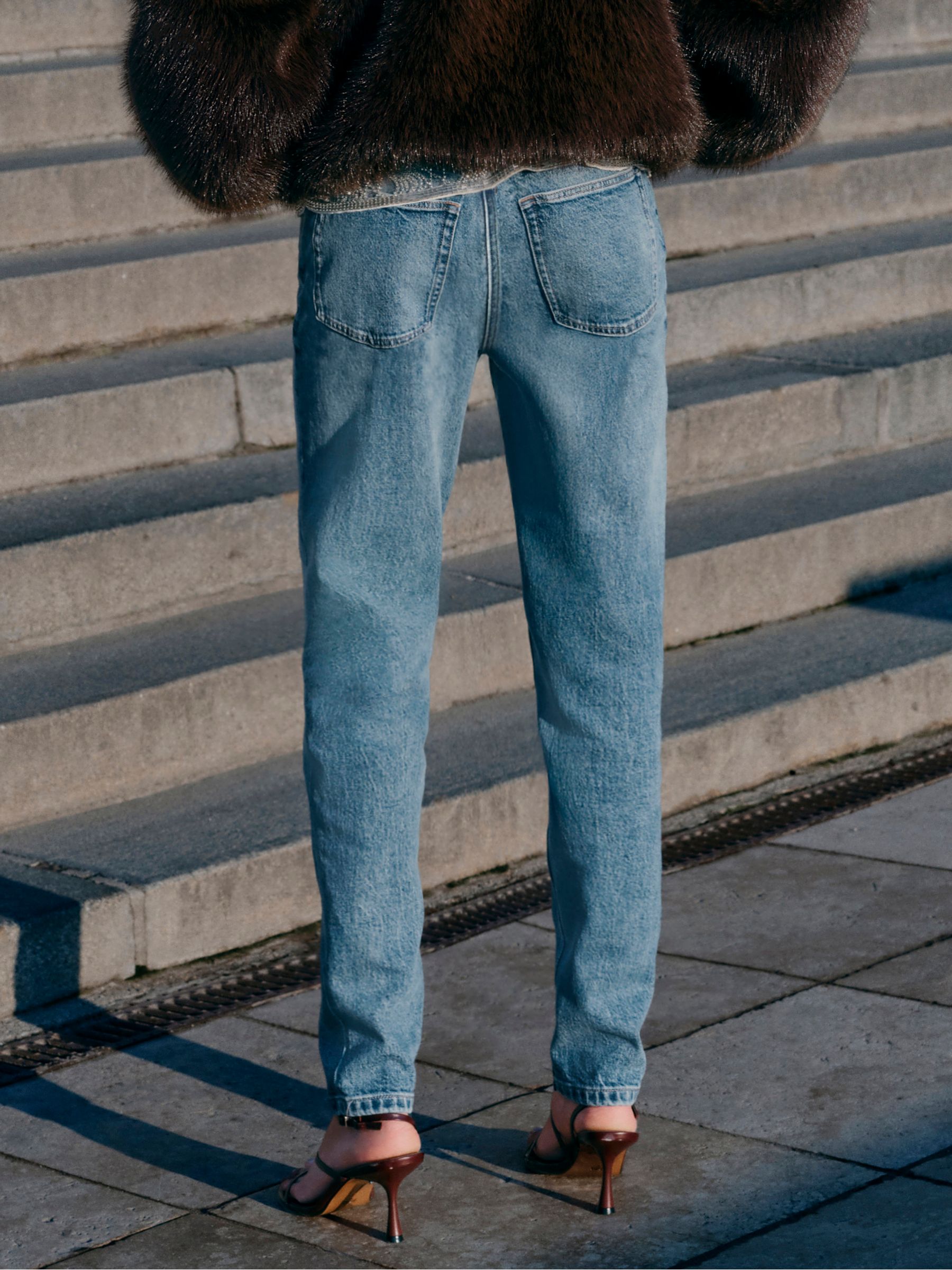 Buy Mid Blue Denim Stretch Column Mom Jeans from Next Canada