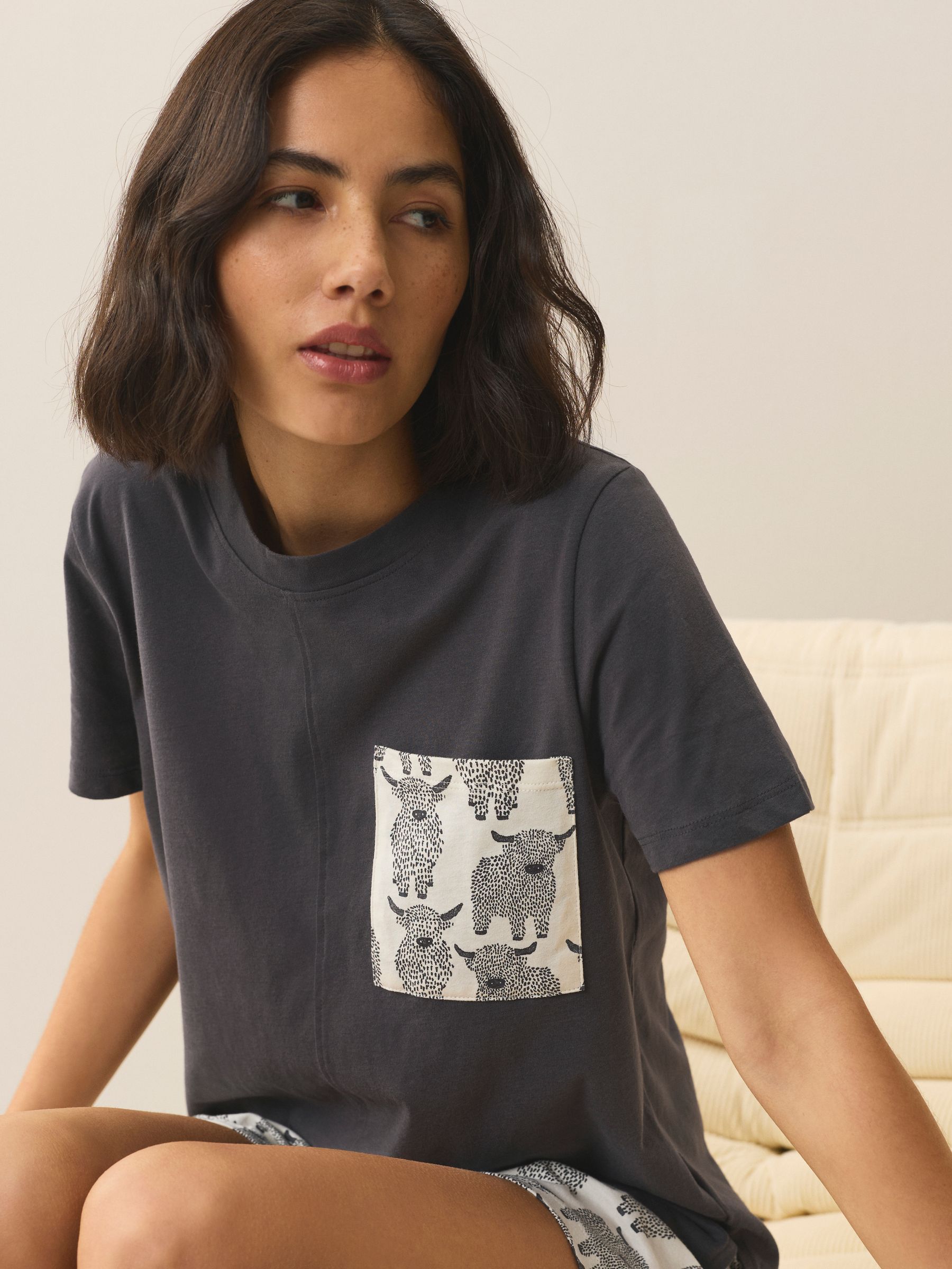 Buy Charcoal Hamish The Highland Cow Short Set Pyjamas from the Next UK ...