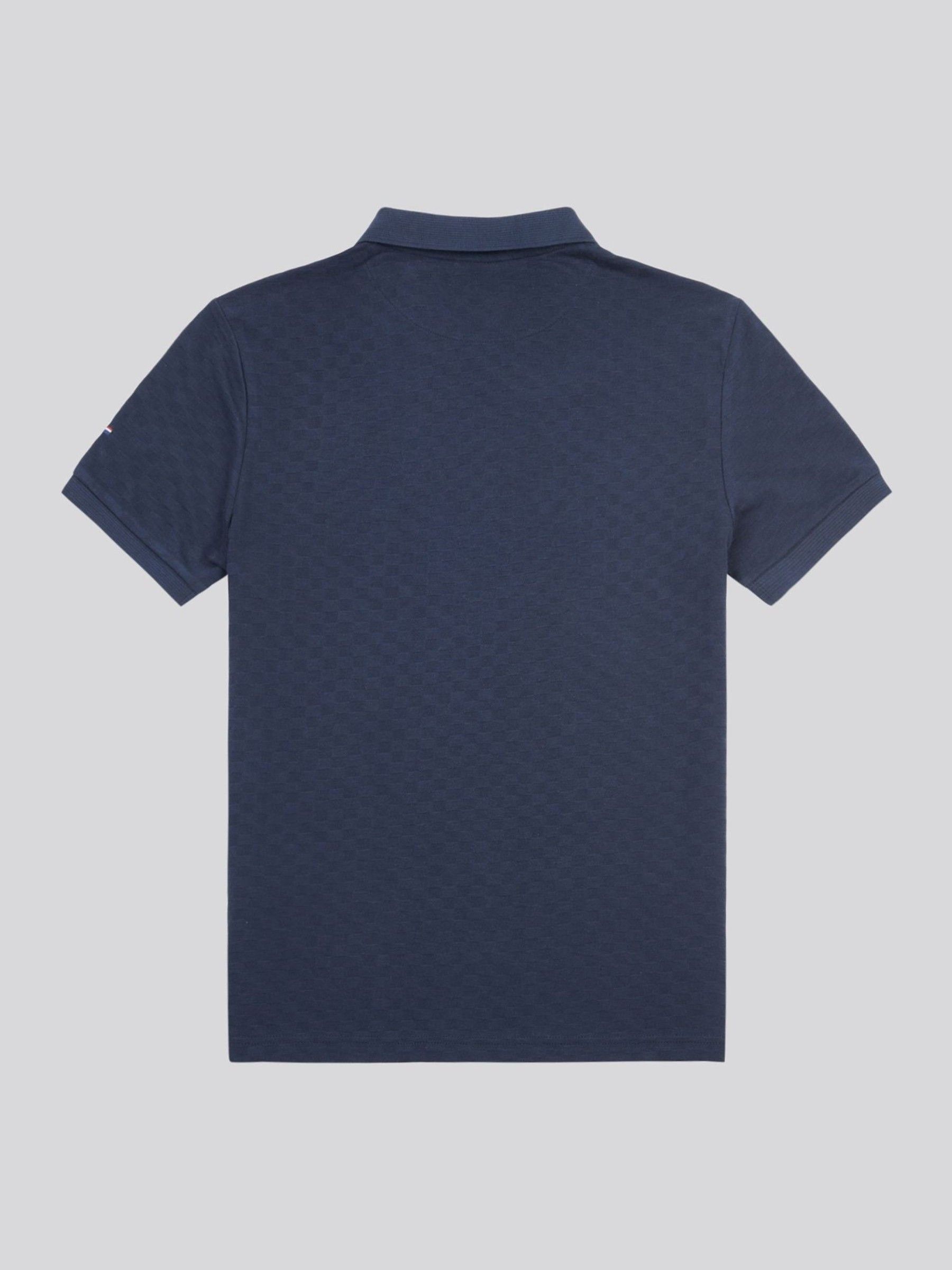 Buy U.S. Polo Assn. Blue Mens Check Texture 100% Cotton Polo Shirt from ...