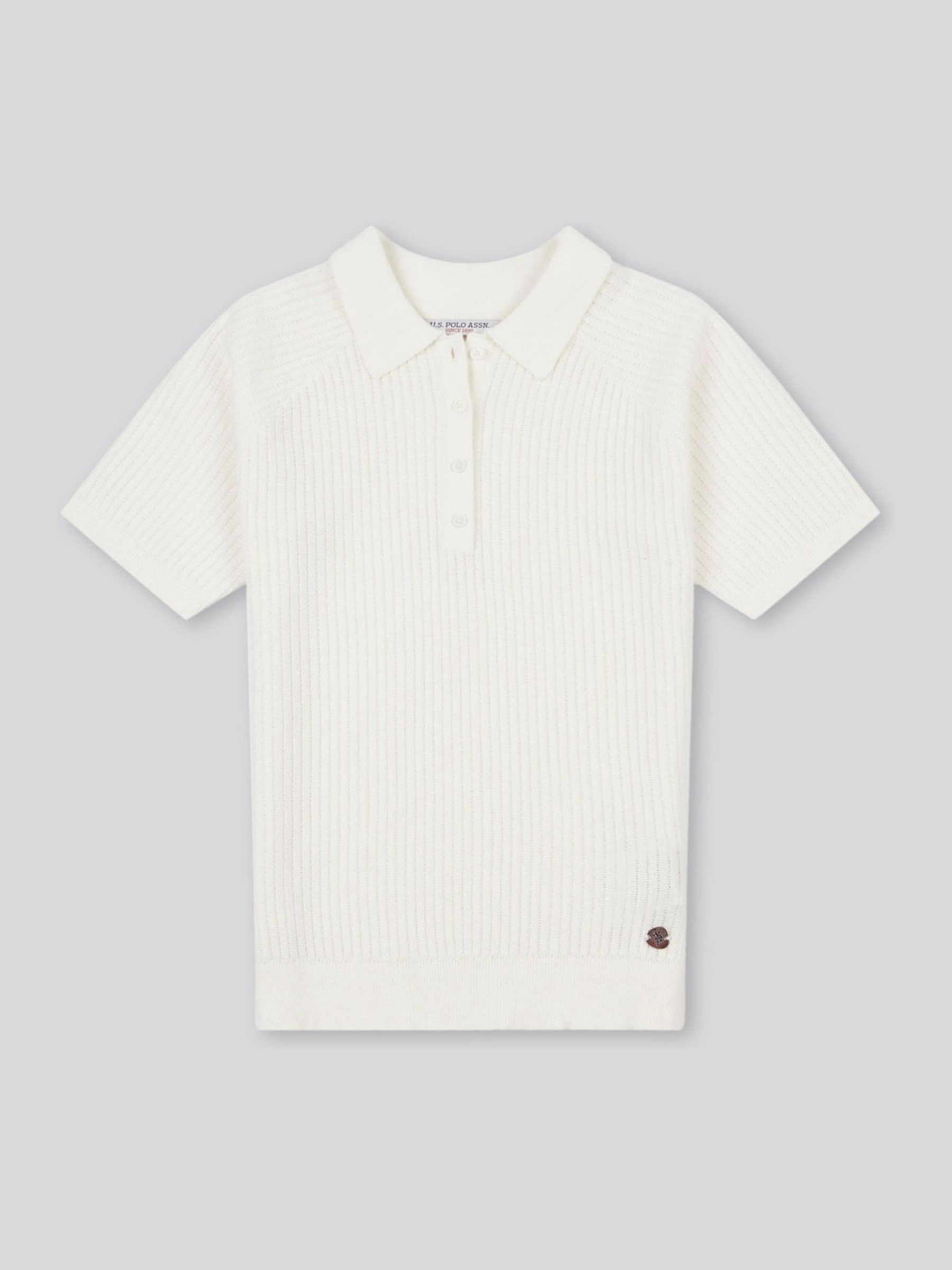 Buy U.S. Polo Assn Cream Womens Vertical Texture Stripe Knit Polo Shirt ...