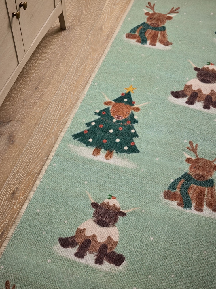 Buy Sage Green Washable Christmas Hamish Runner from Next Australia