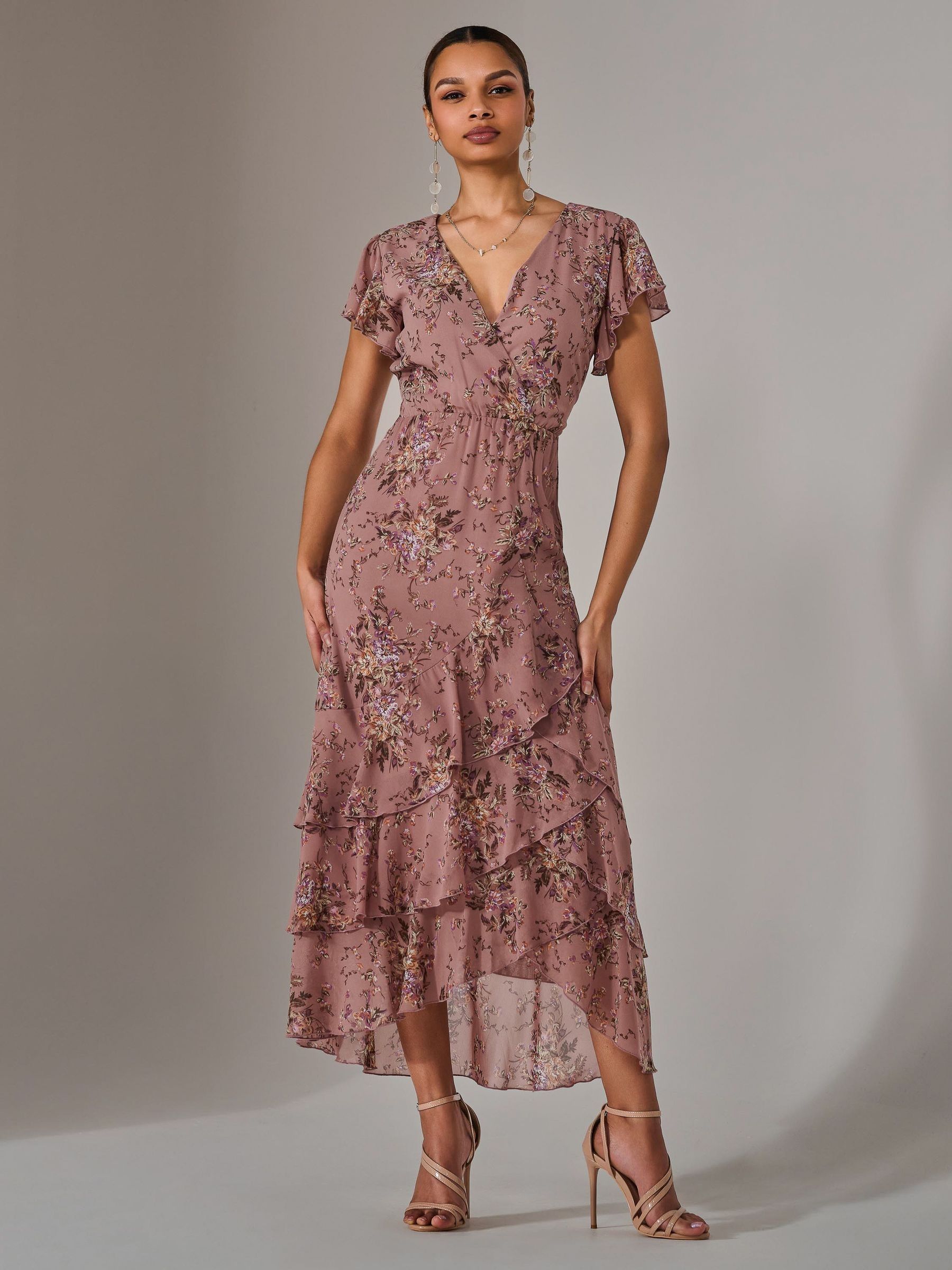 Buy Jolie Moi Light Pink Printed Wrap Ruffle Maxi Dress from the Next ...