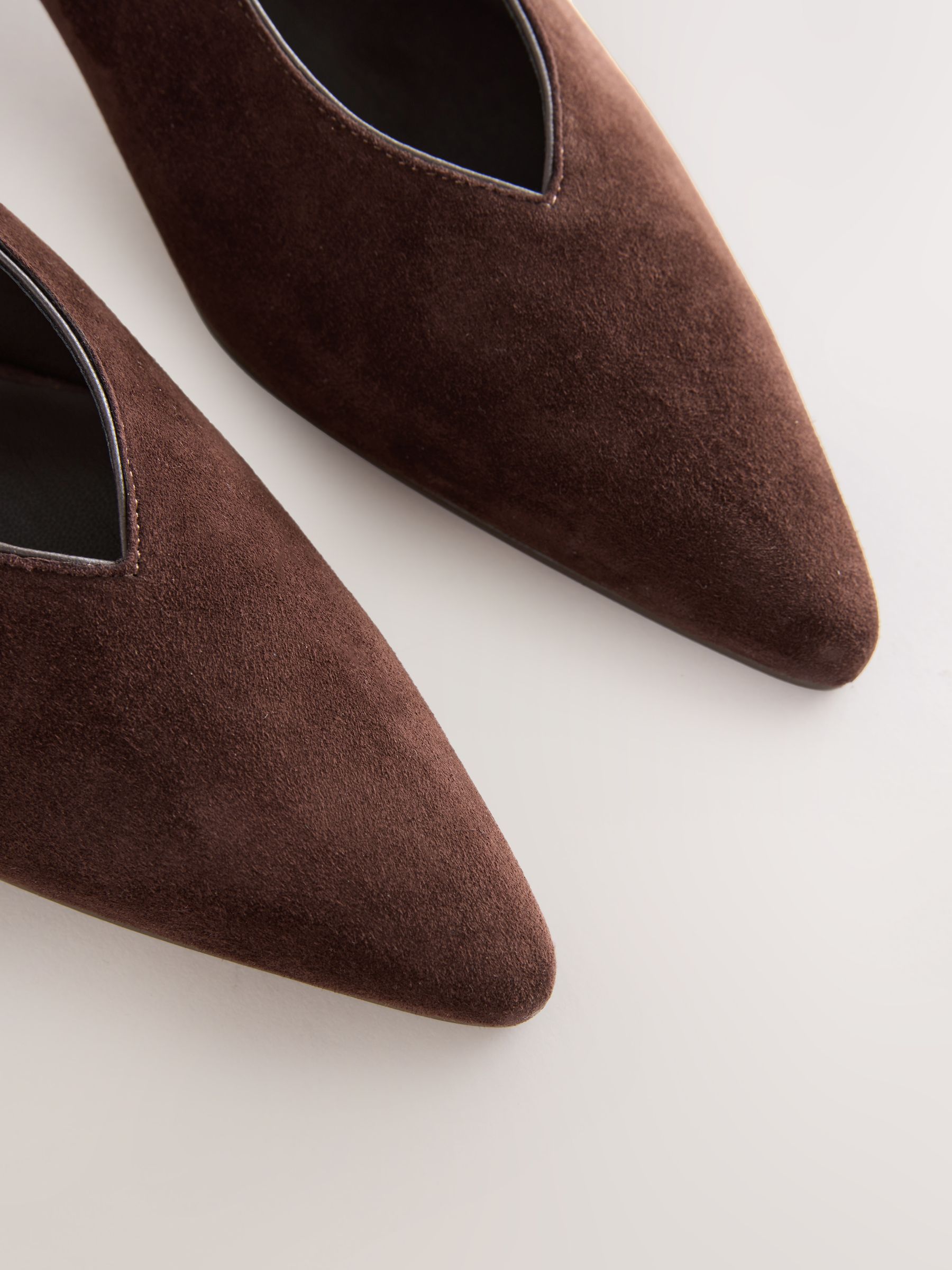 Buy Chocolate Brown Suede Leather Pointed Toe Slingback Heels from the ...
